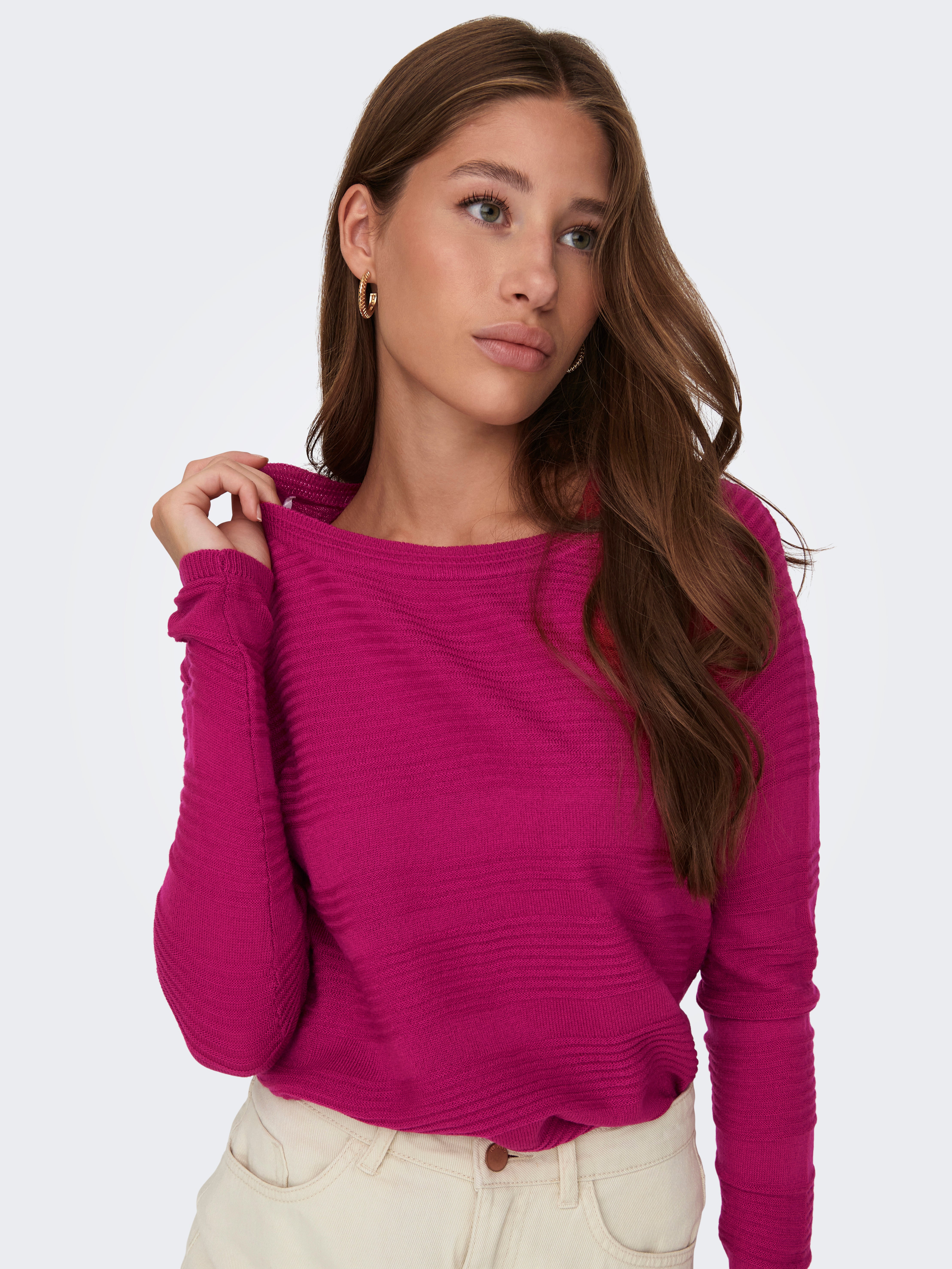 Einfarbiger Strickpullover | Dunkelrosa | ONLY®