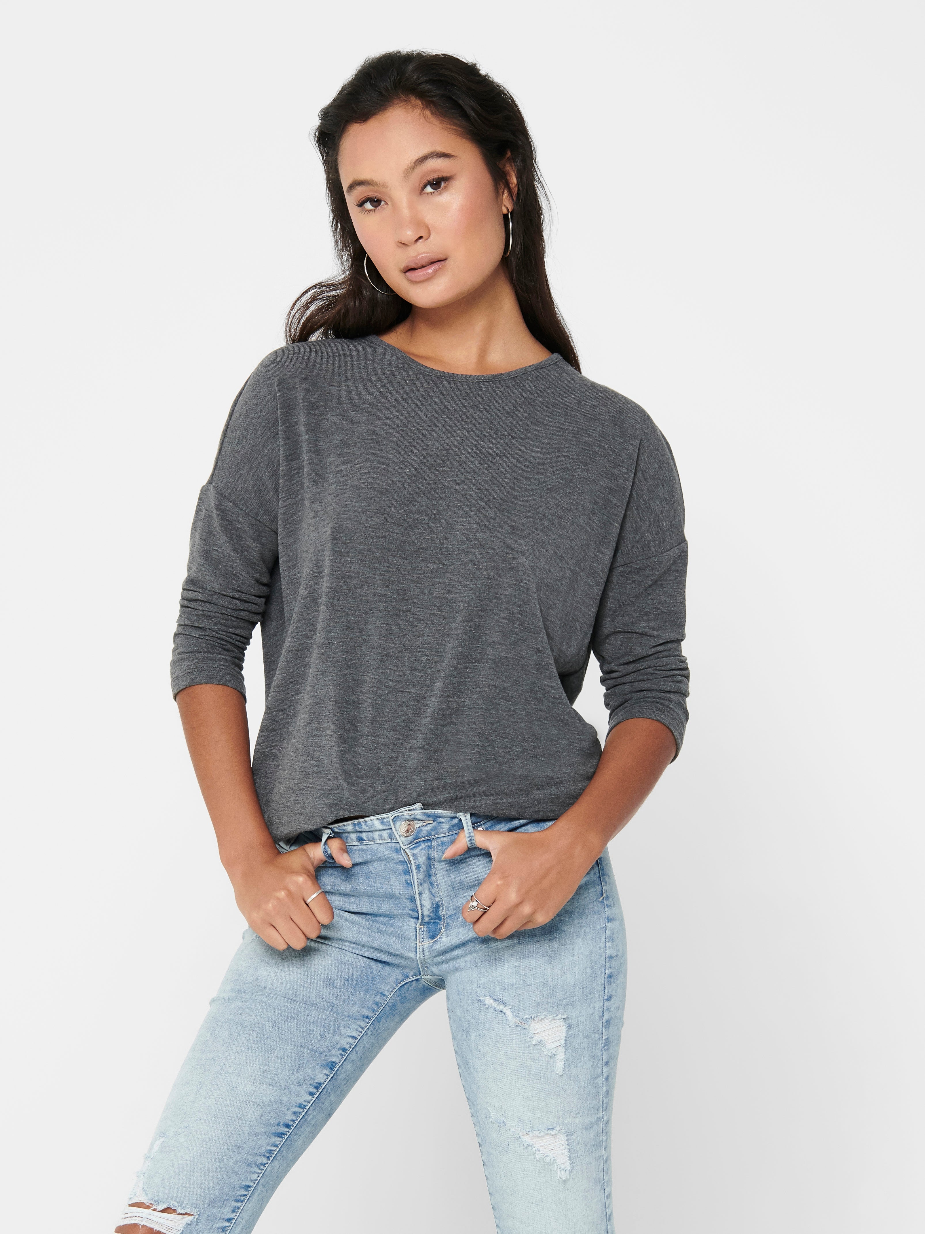 Loose fitted top | Dark Grey | ONLY®