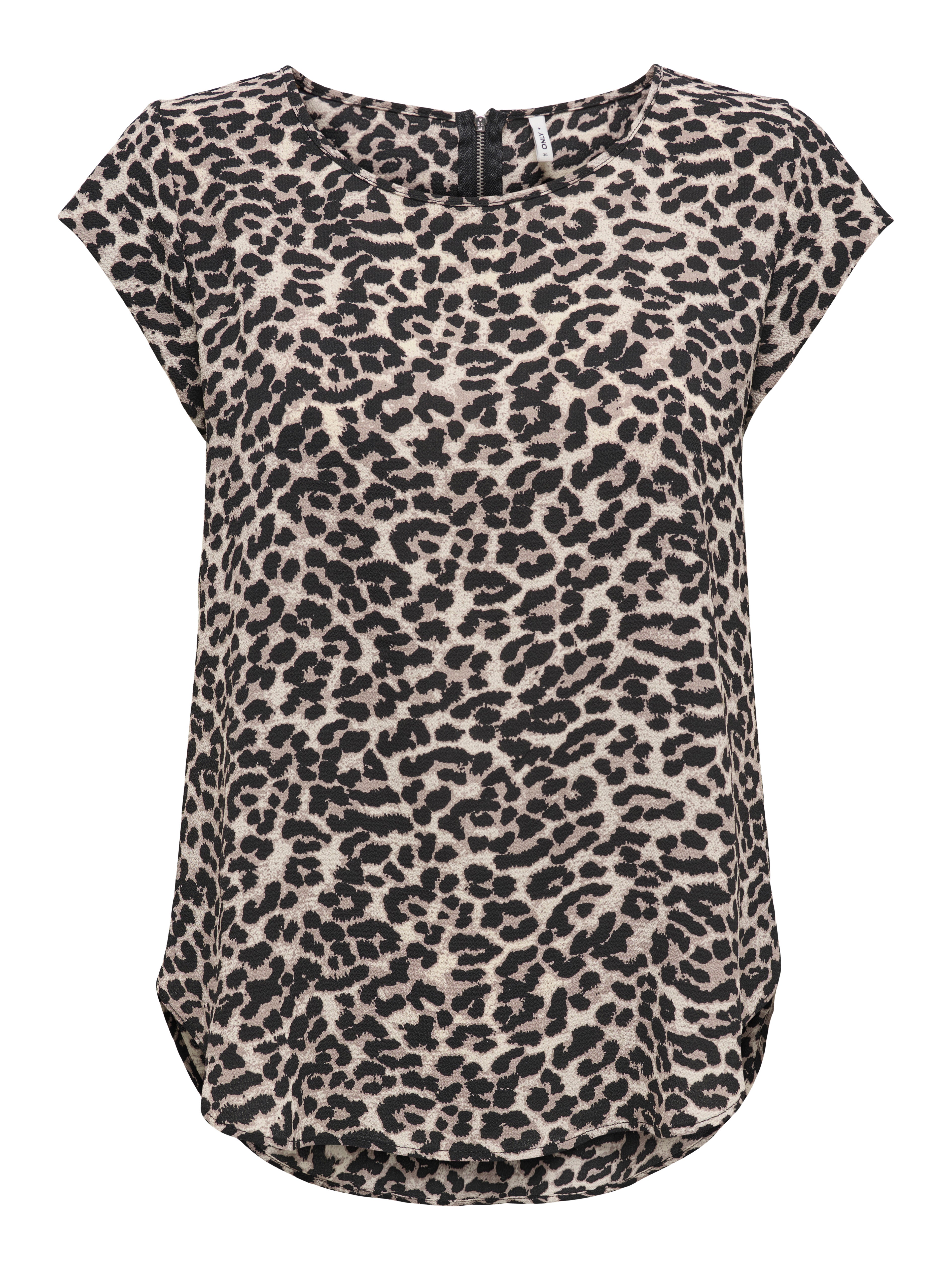 Printed Short Sleeved Top | Light Grey | ONLY®