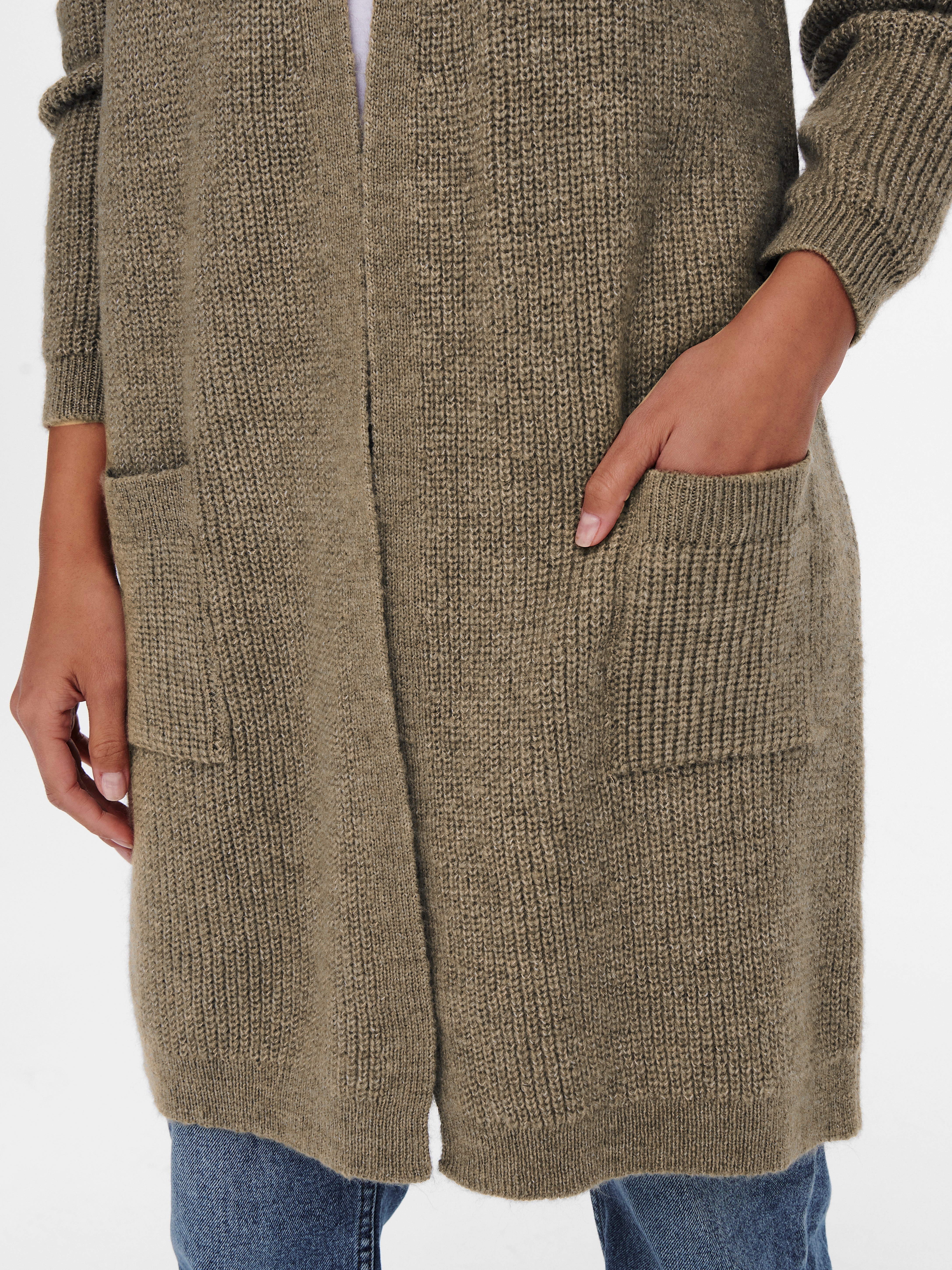 long knit cardigan with pockets | Light Brown | ONLY®