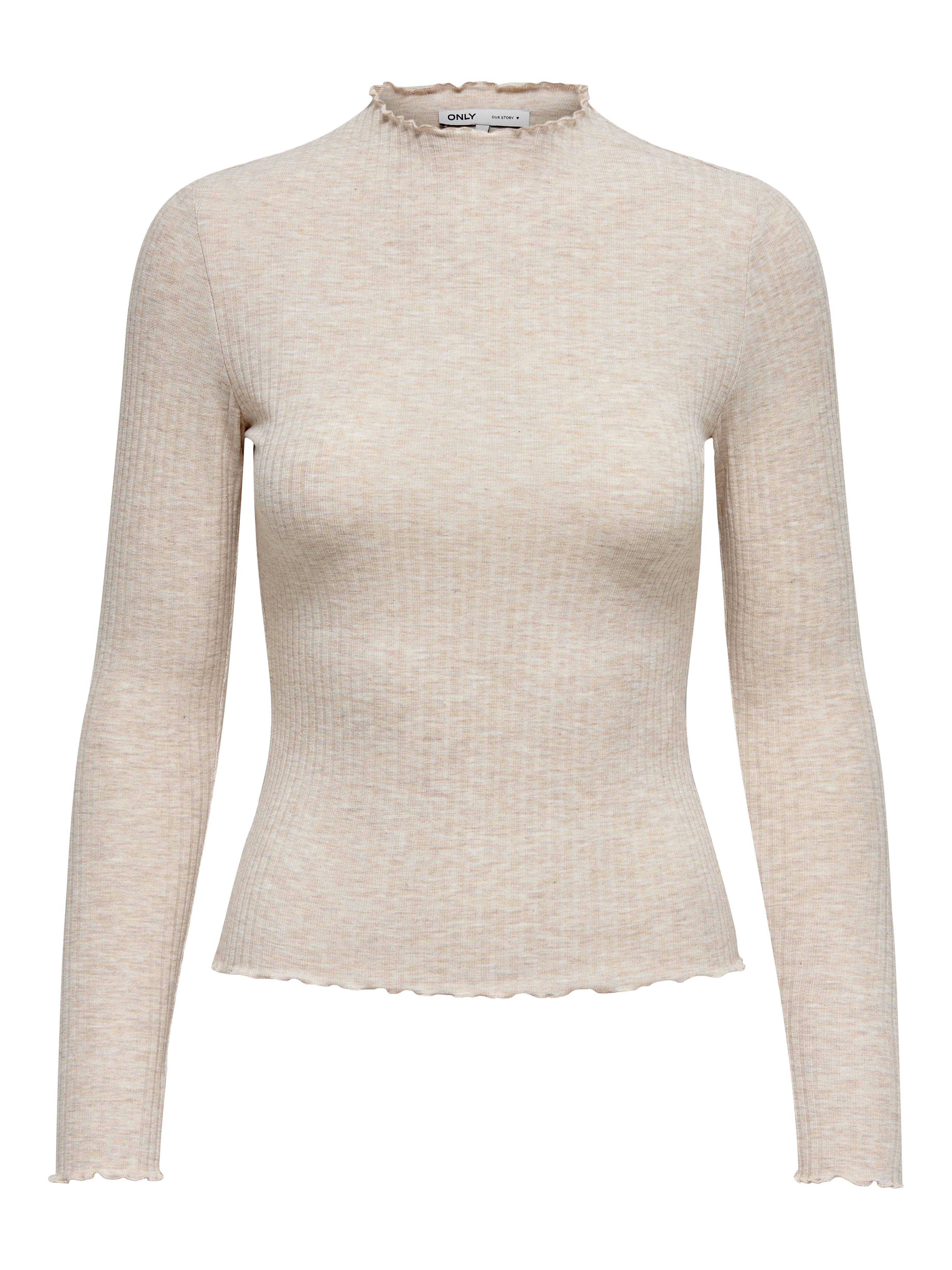 High neck Long Sleeved Top | Light Grey | ONLY®