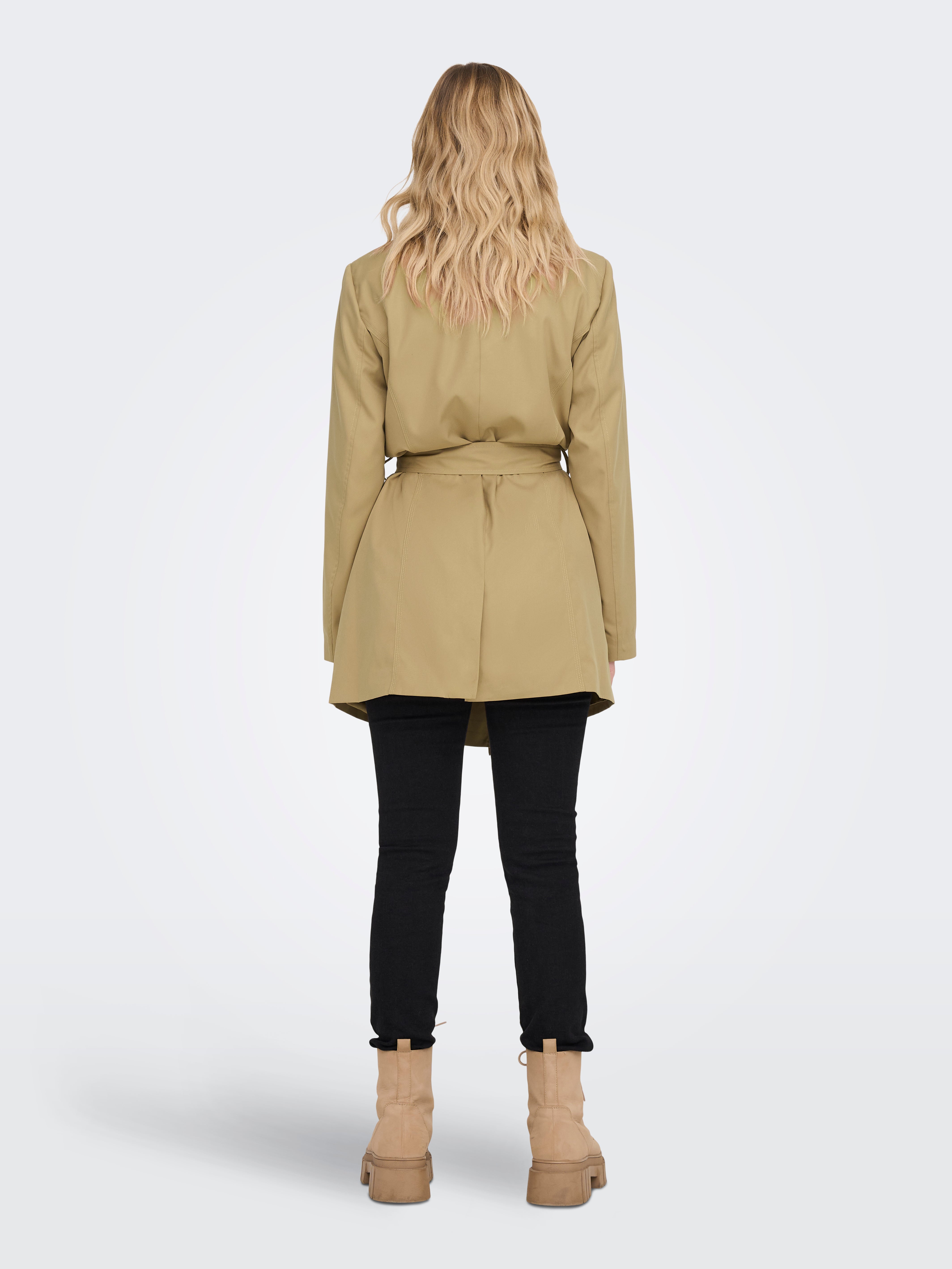 Short solid color Trenchcoat | Dark Brown | ONLY®