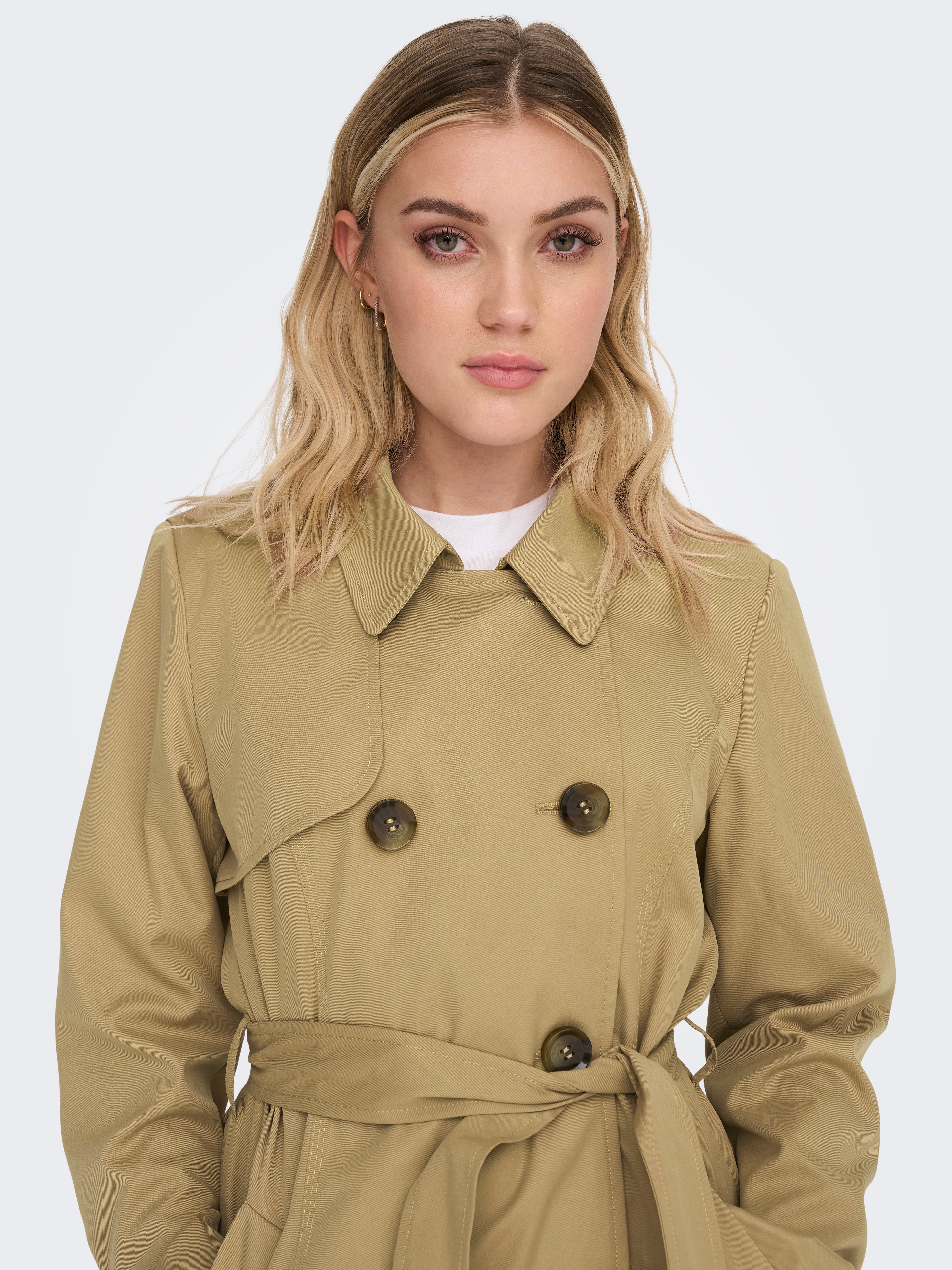 Short solid color Trenchcoat | Dark Brown | ONLY®