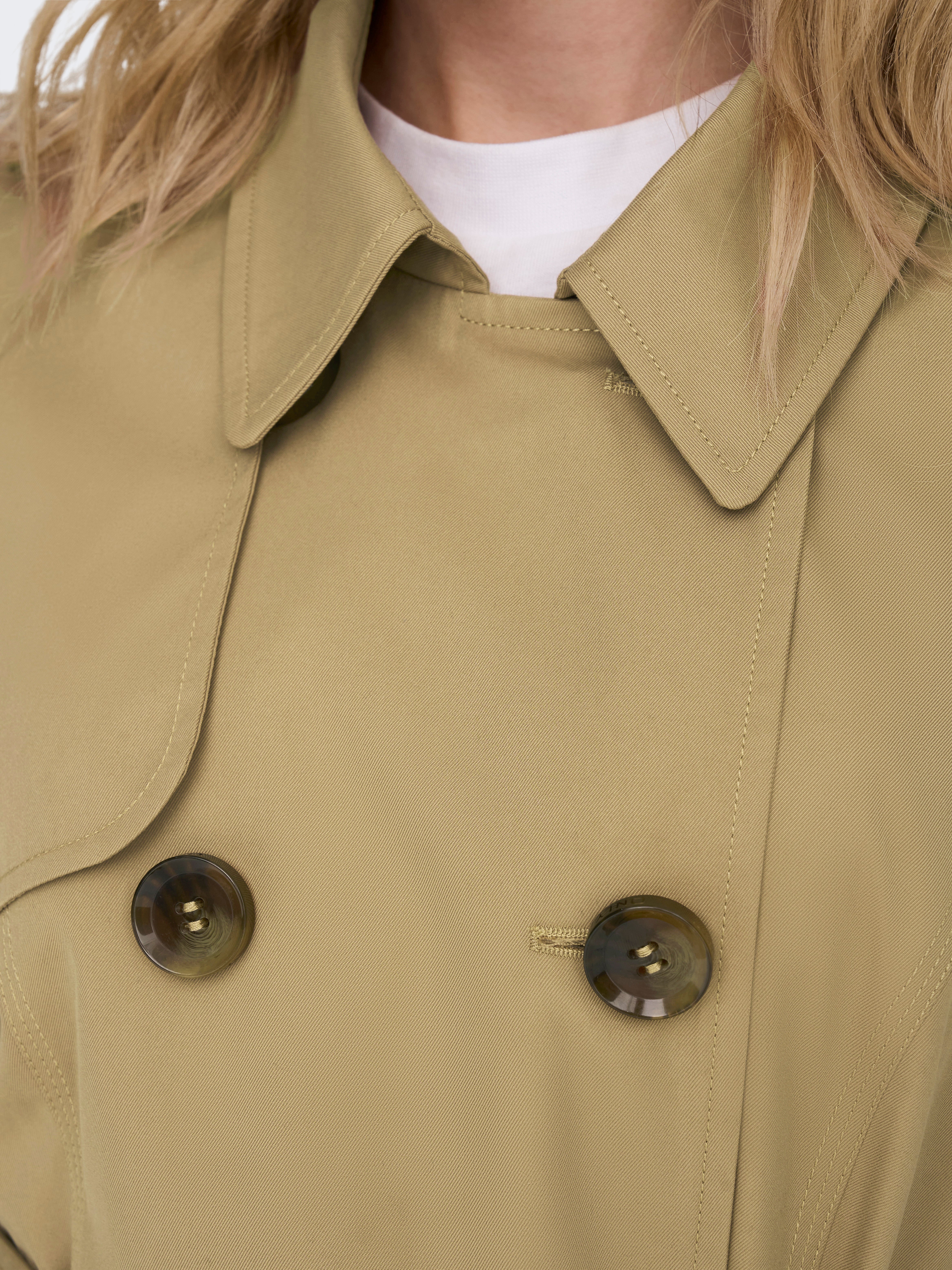 Short solid color Trenchcoat | Dark Brown | ONLY®