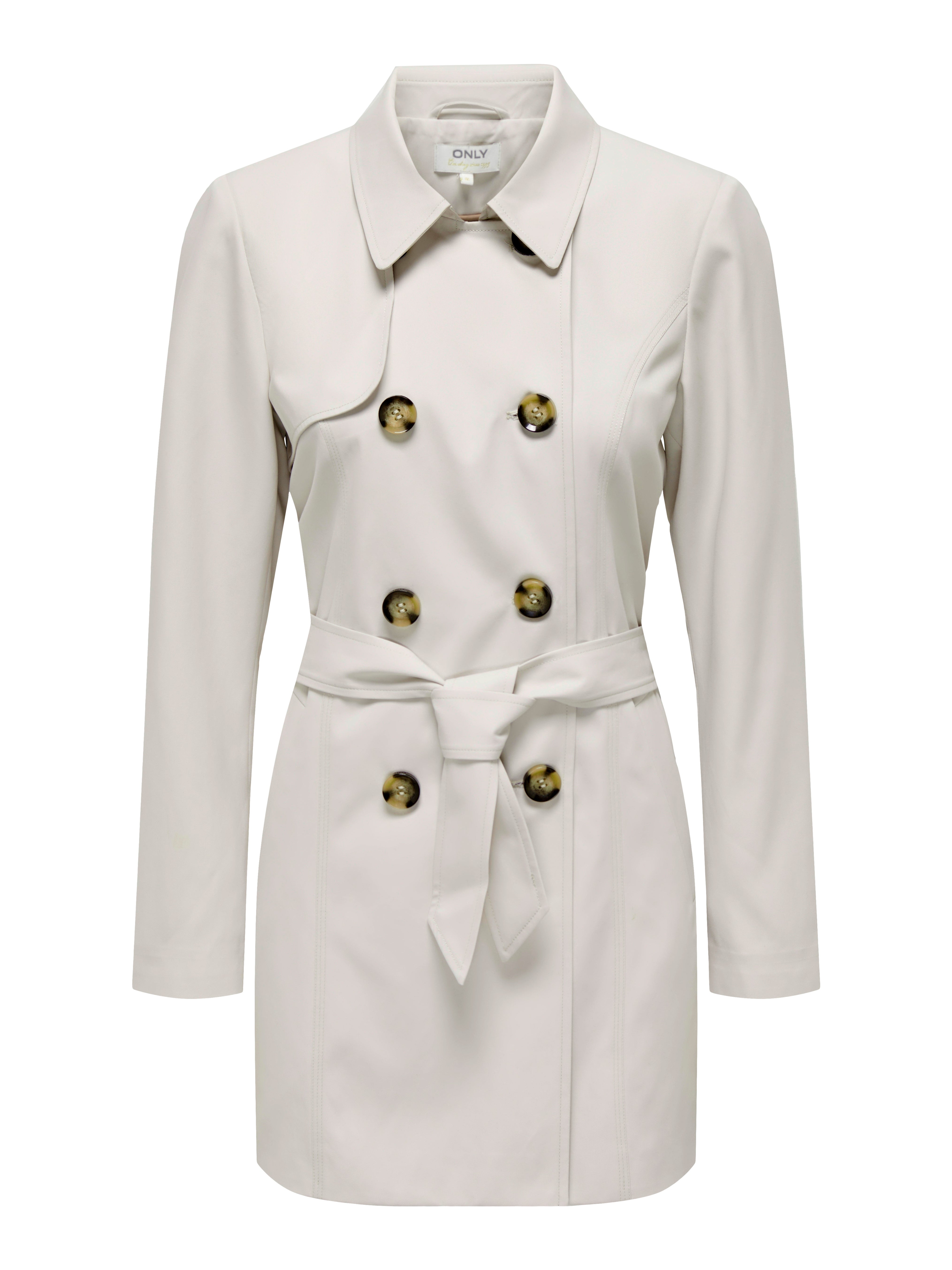 Short solid color Trenchcoat | Light Grey | ONLY®