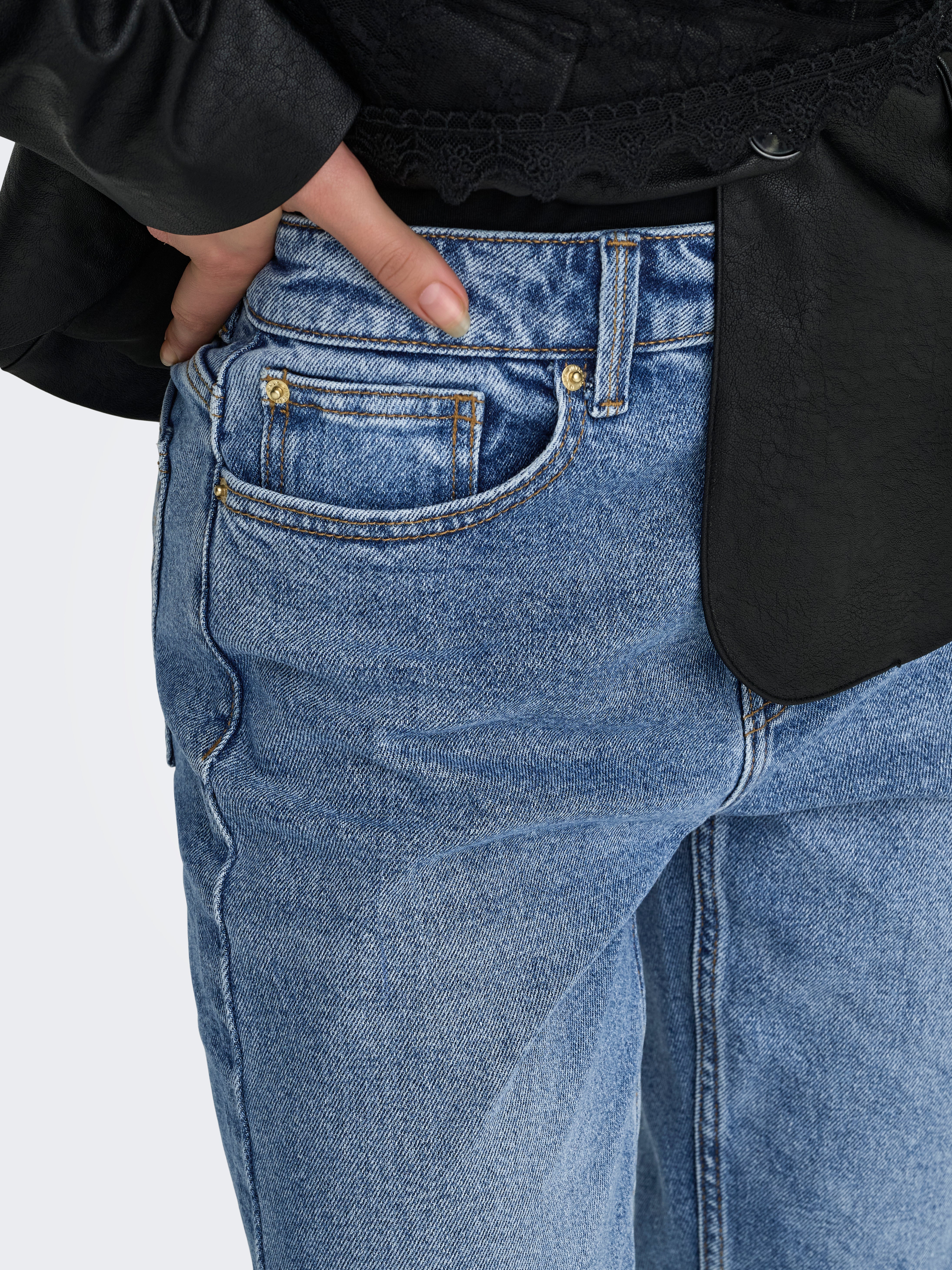 ONLEmily life hw ankle Straight fit-jeans | Mellanblå | ONLY®