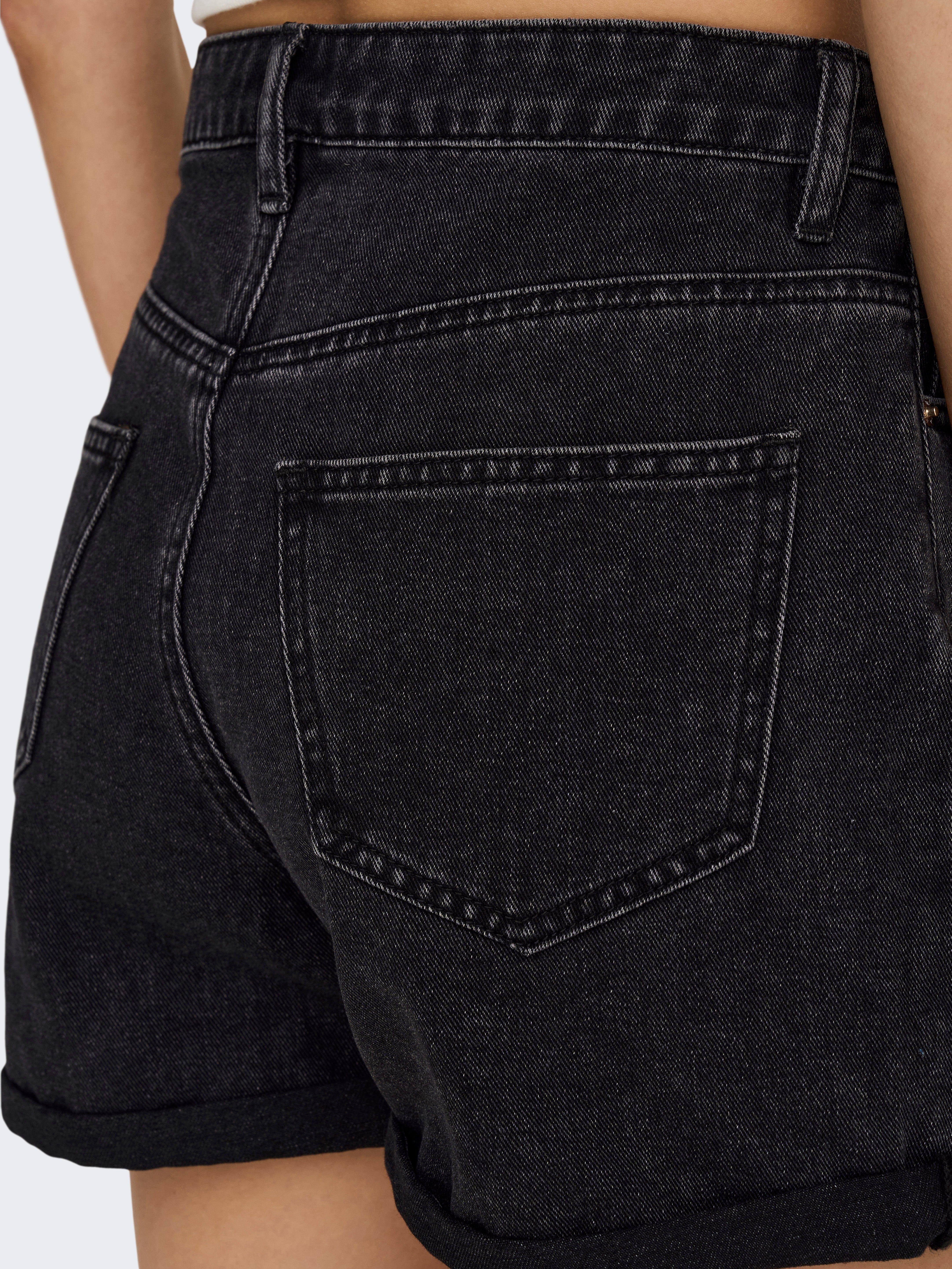 ONLPHINE Cintura regular Regular Fit 1 Calções de Ganga | Black | ONLY®