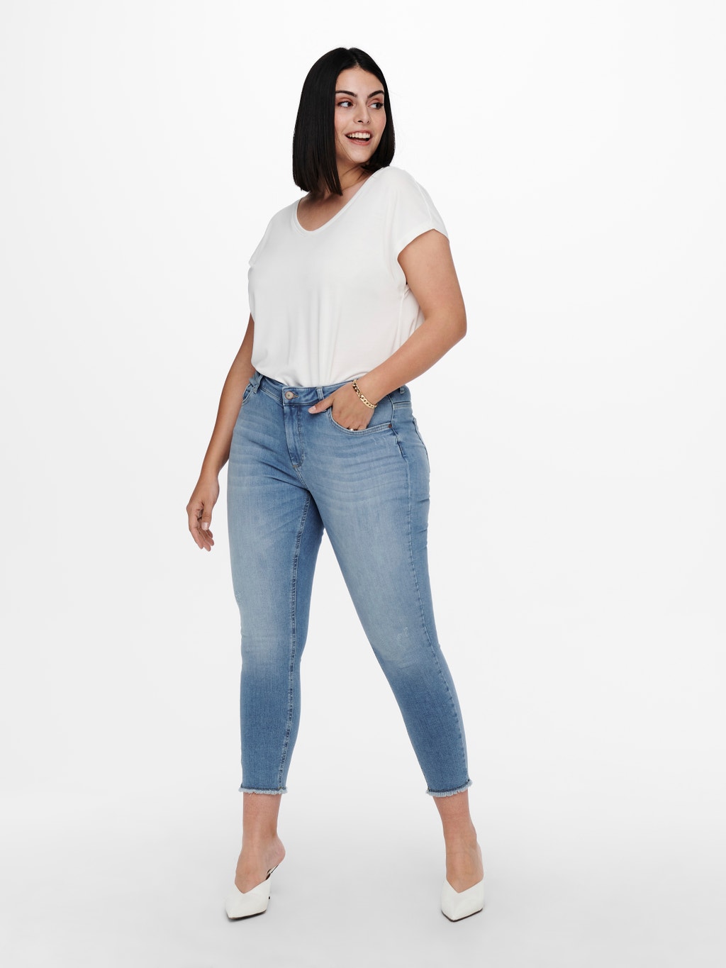 Curvy CarWilly reg ankle Skinny fit jeans | Light Blue | ONLY®