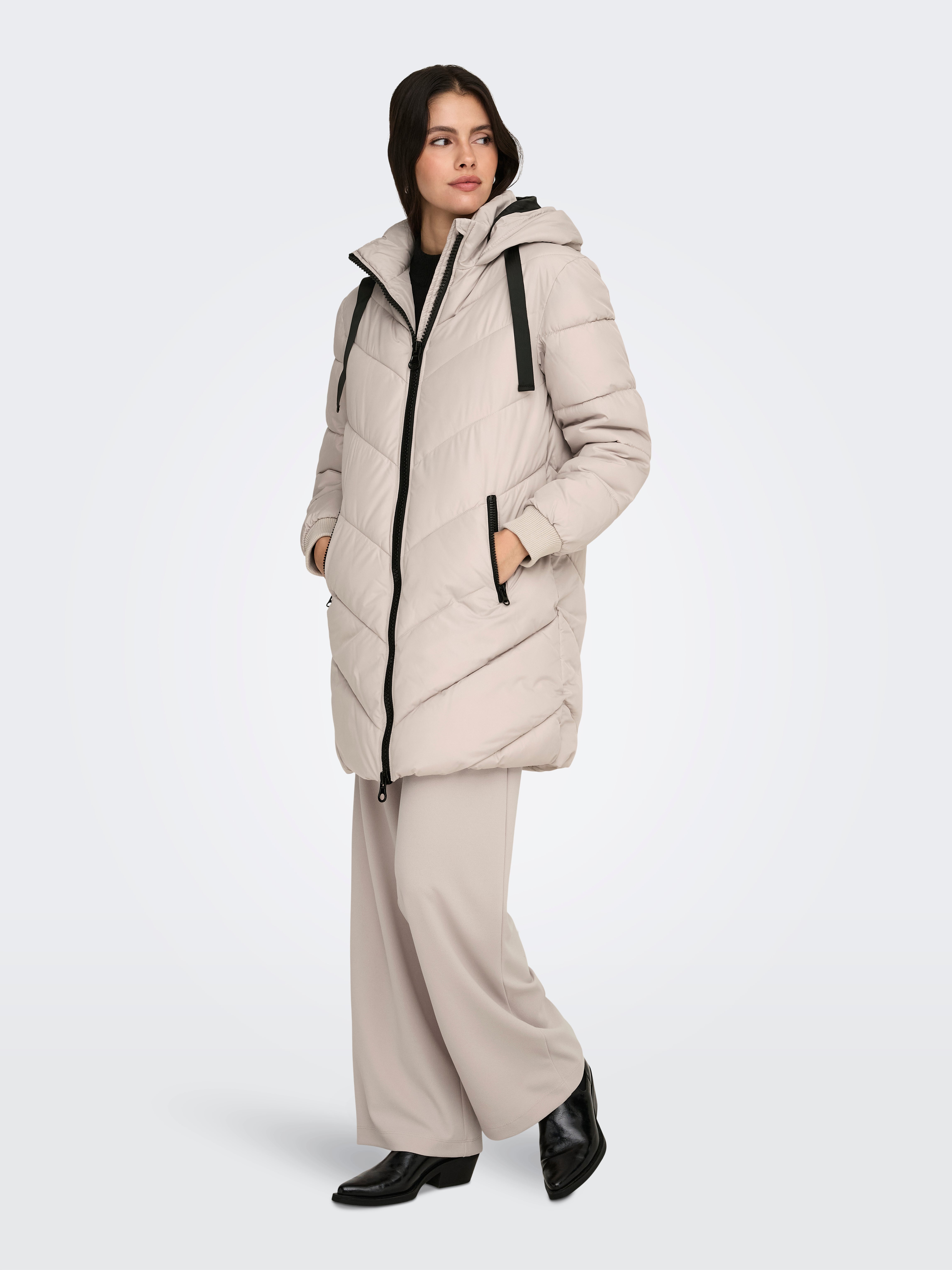 Hood with string regulation Coat | Light Grey | ONLY®