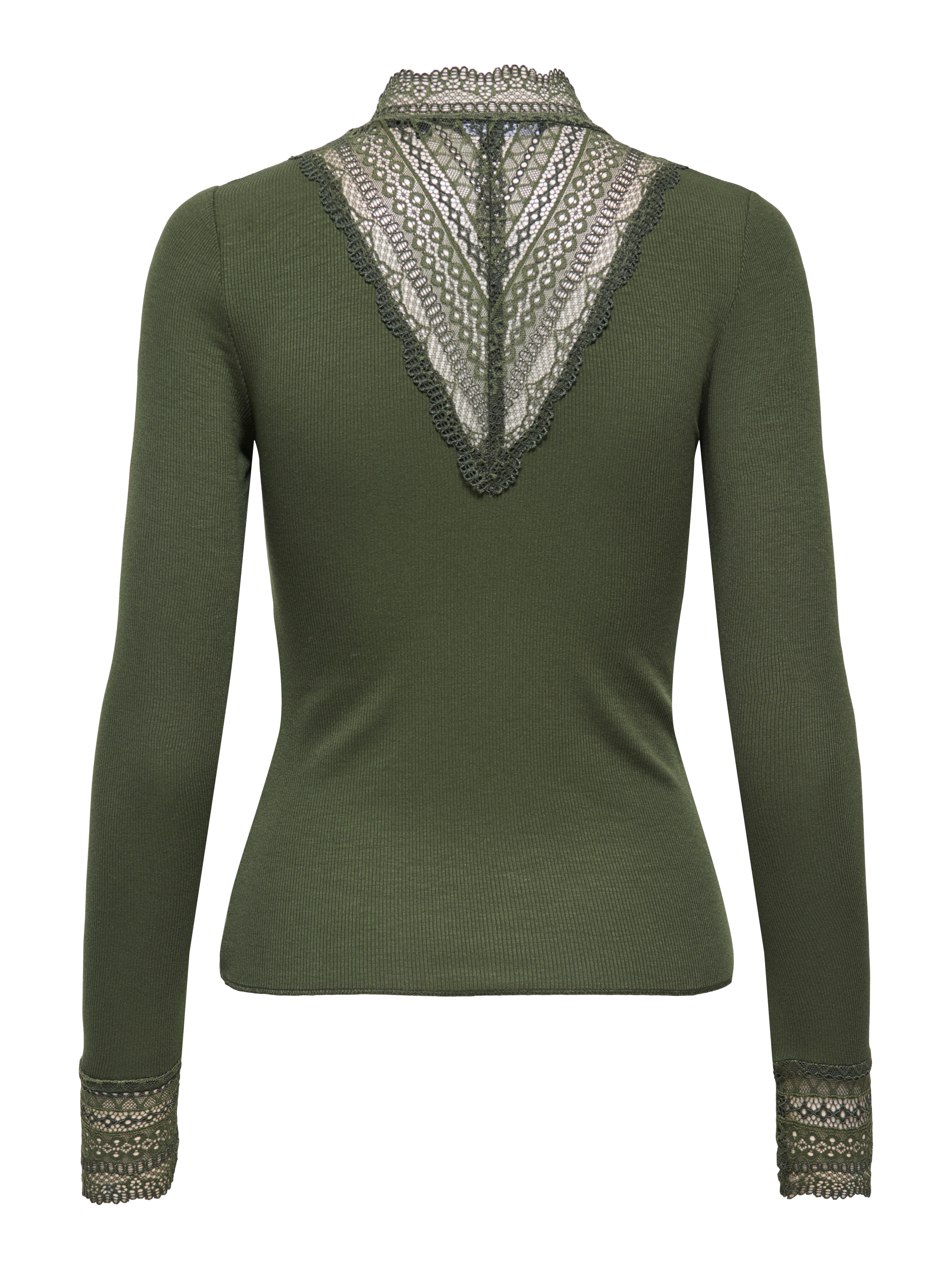 Finitions en dentelle Top | Vert foncé | ONLY®