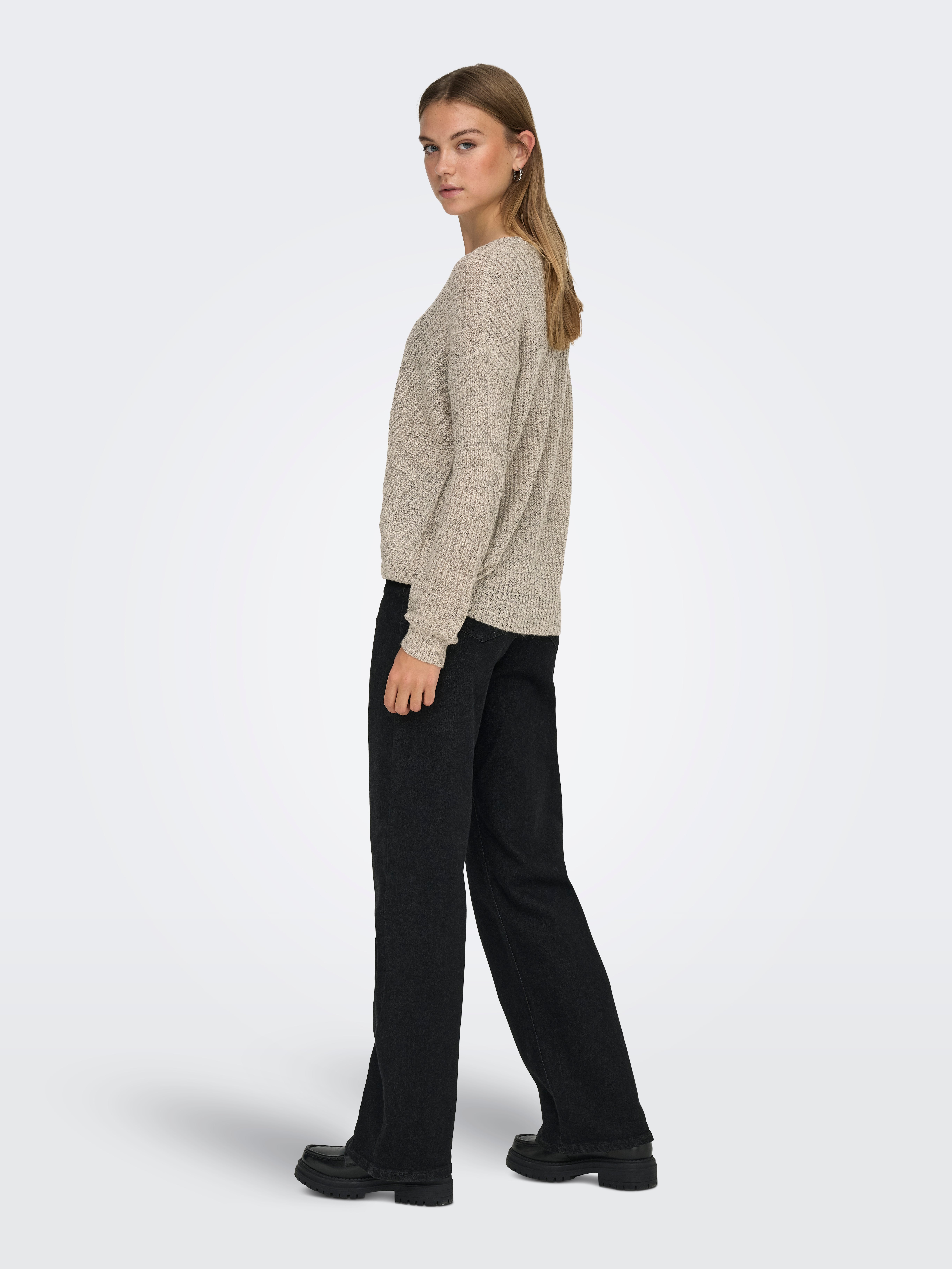 V-Ausschnitt Strickpullover | Hellgrau | ONLY®