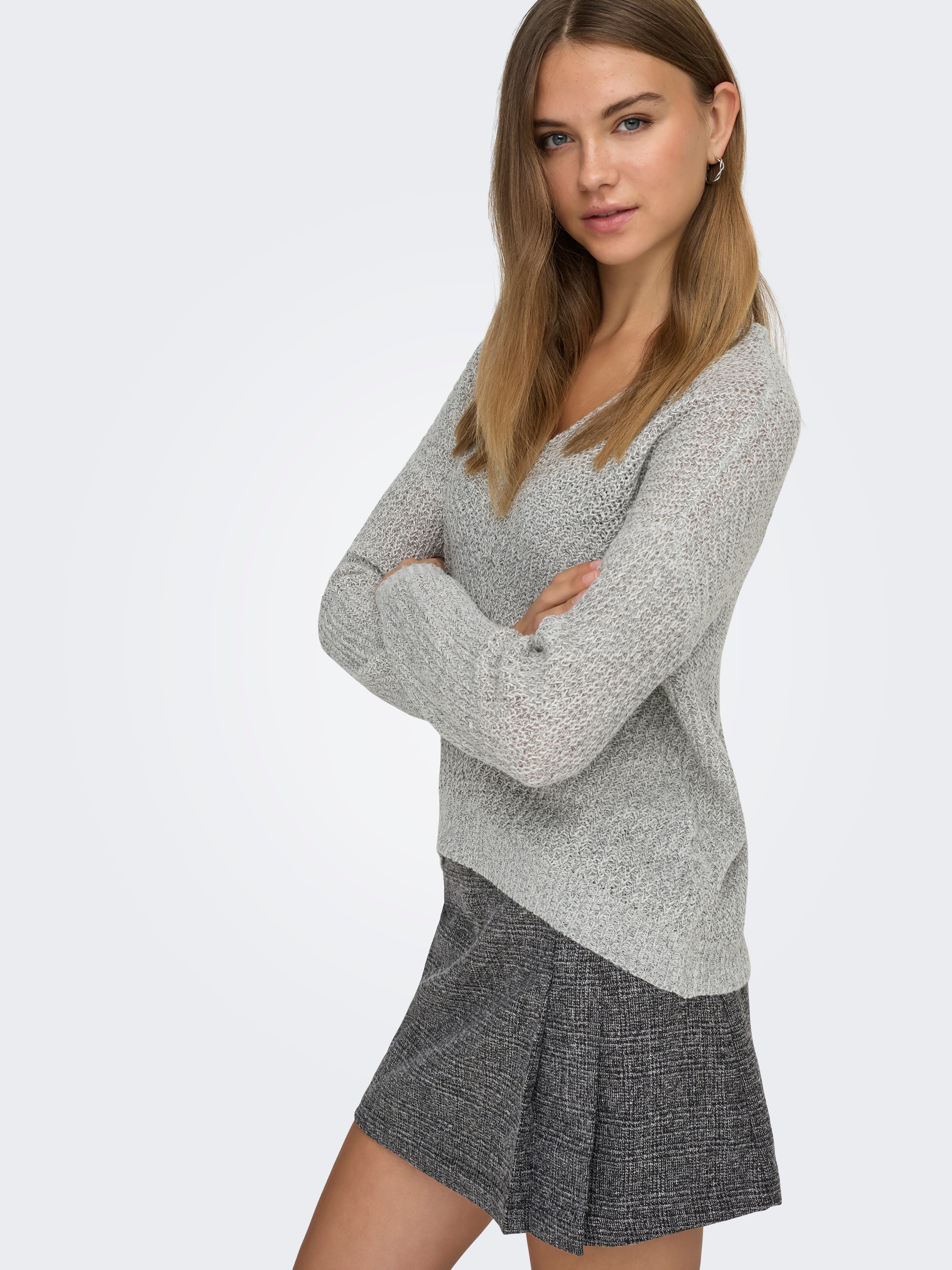 V-Ausschnitt Strickpullover | Weiß | ONLY®