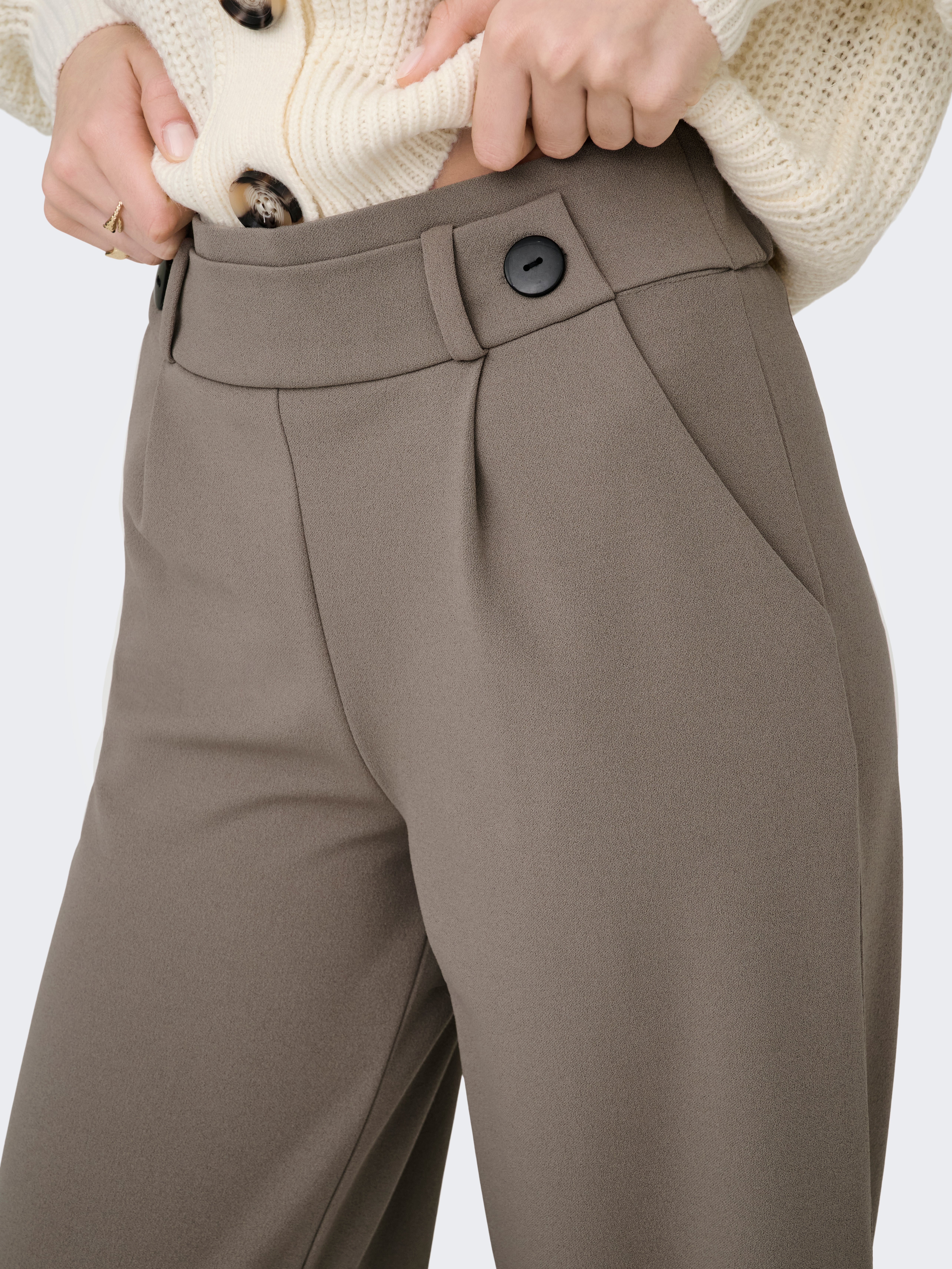 JDYGEGGO Taille moyenne Wide Leg Fit Pantalons | Marron clair | ONLY®