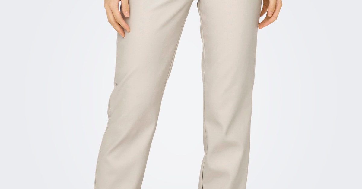 ONLEMILY Regular Fit Faux leather trousers | Light Grey | ONLY®