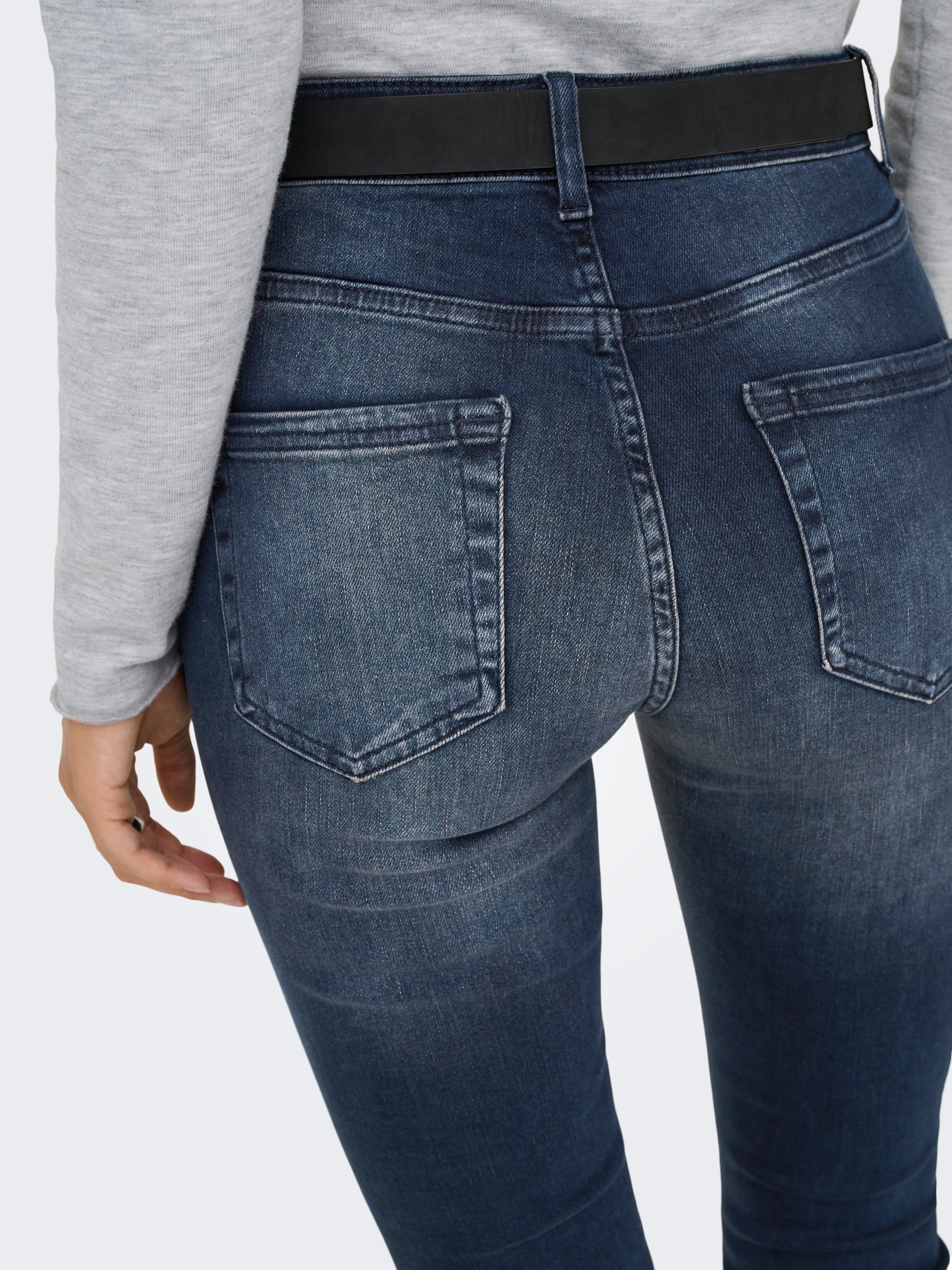 onlblush mid waist skinny ankle raw Jeans | Black | ONLY®