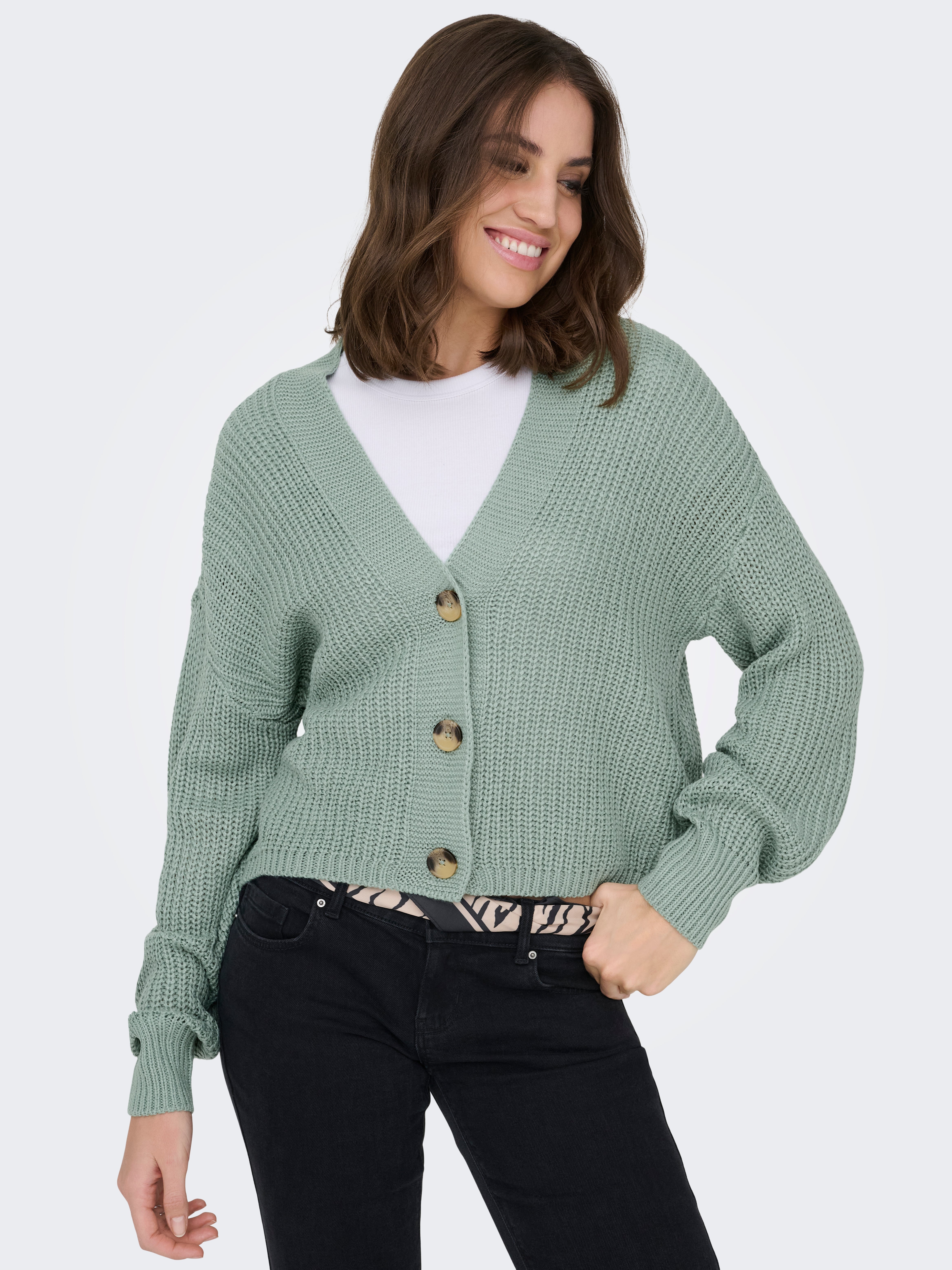Texture Cardigan en maille | Gris moyen | ONLY®