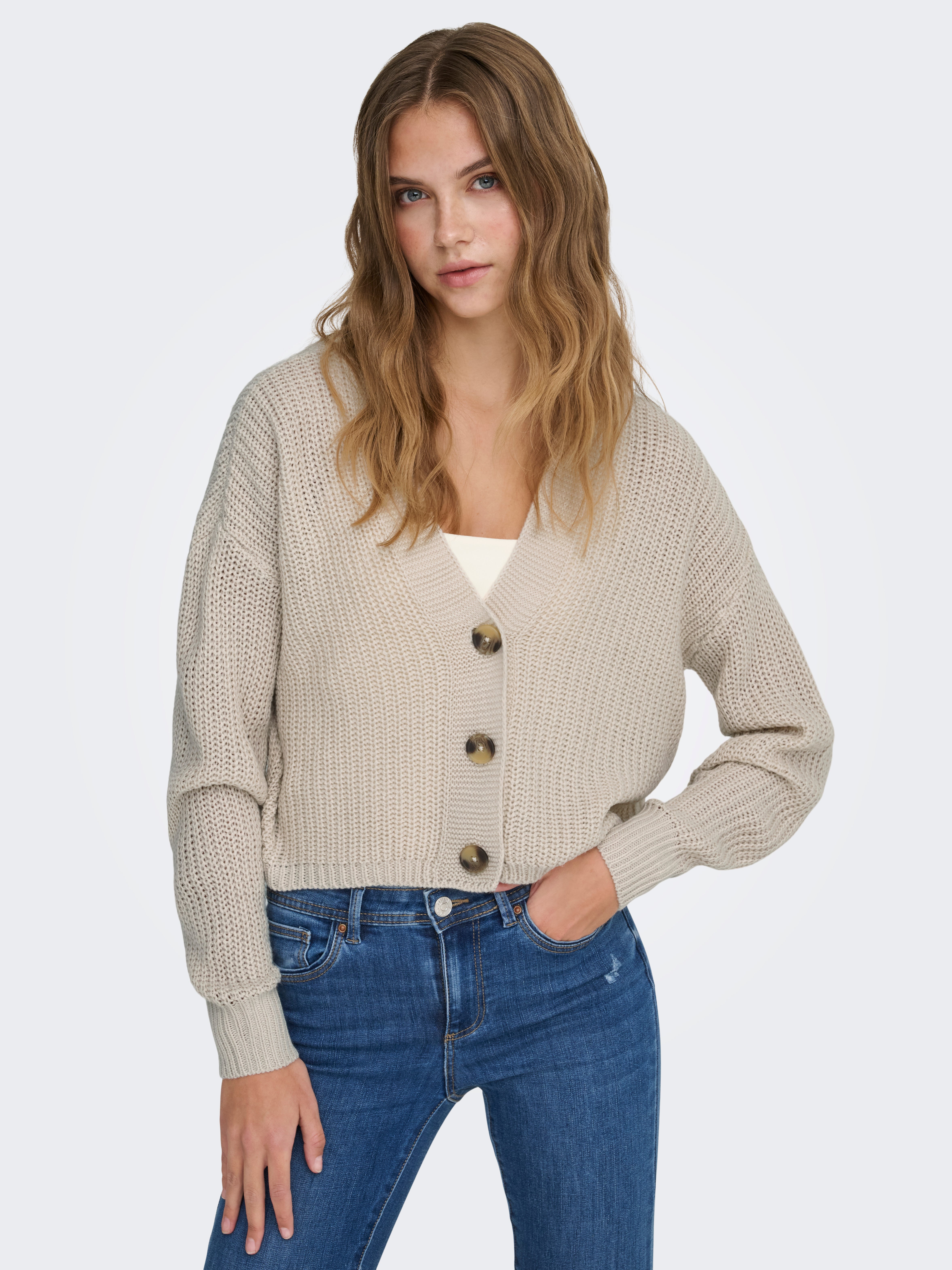 Texture Cardigan en maille | Gris clair | ONLY®
