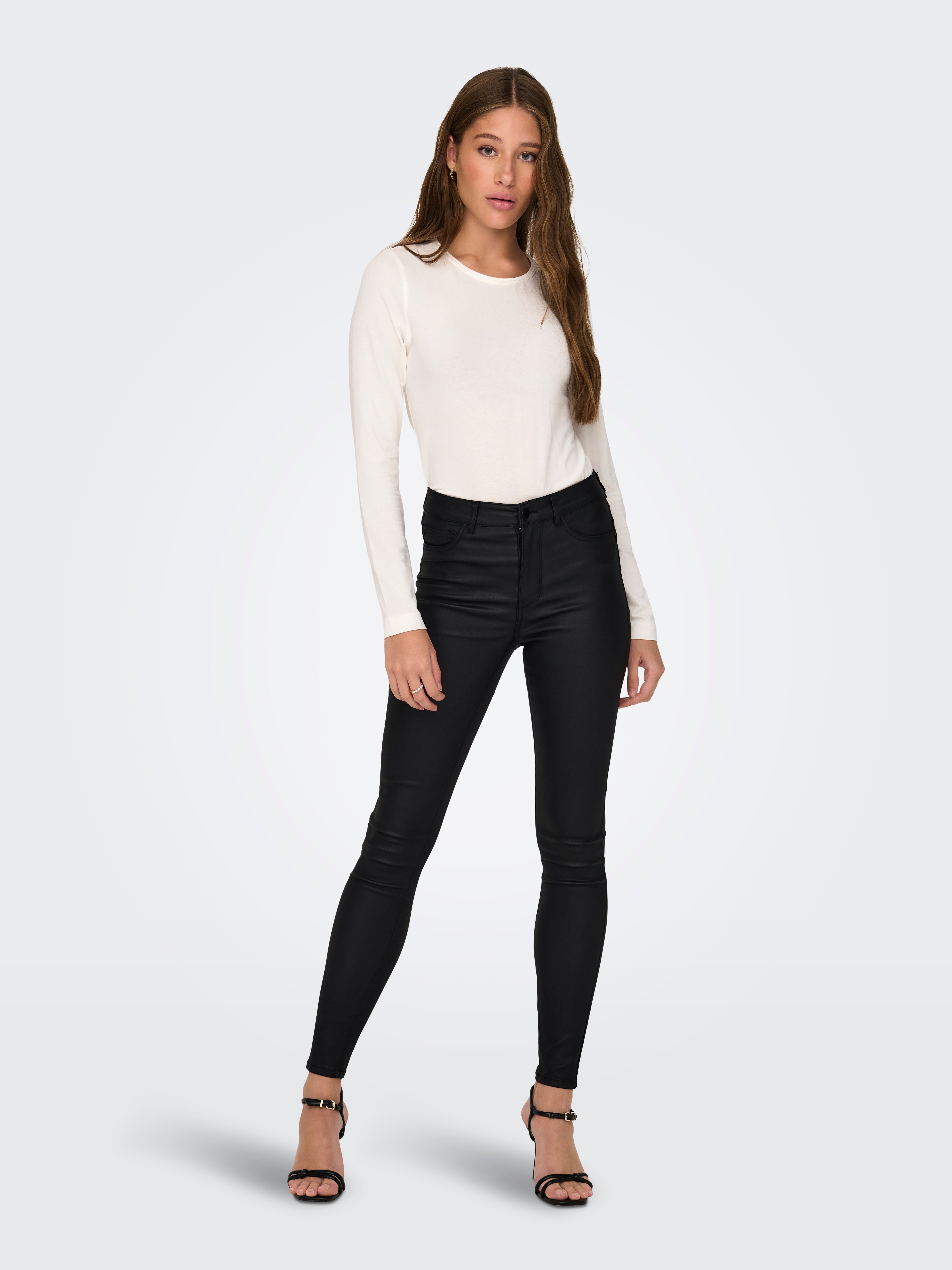 Skinny coated trousers | Black | ONLY®