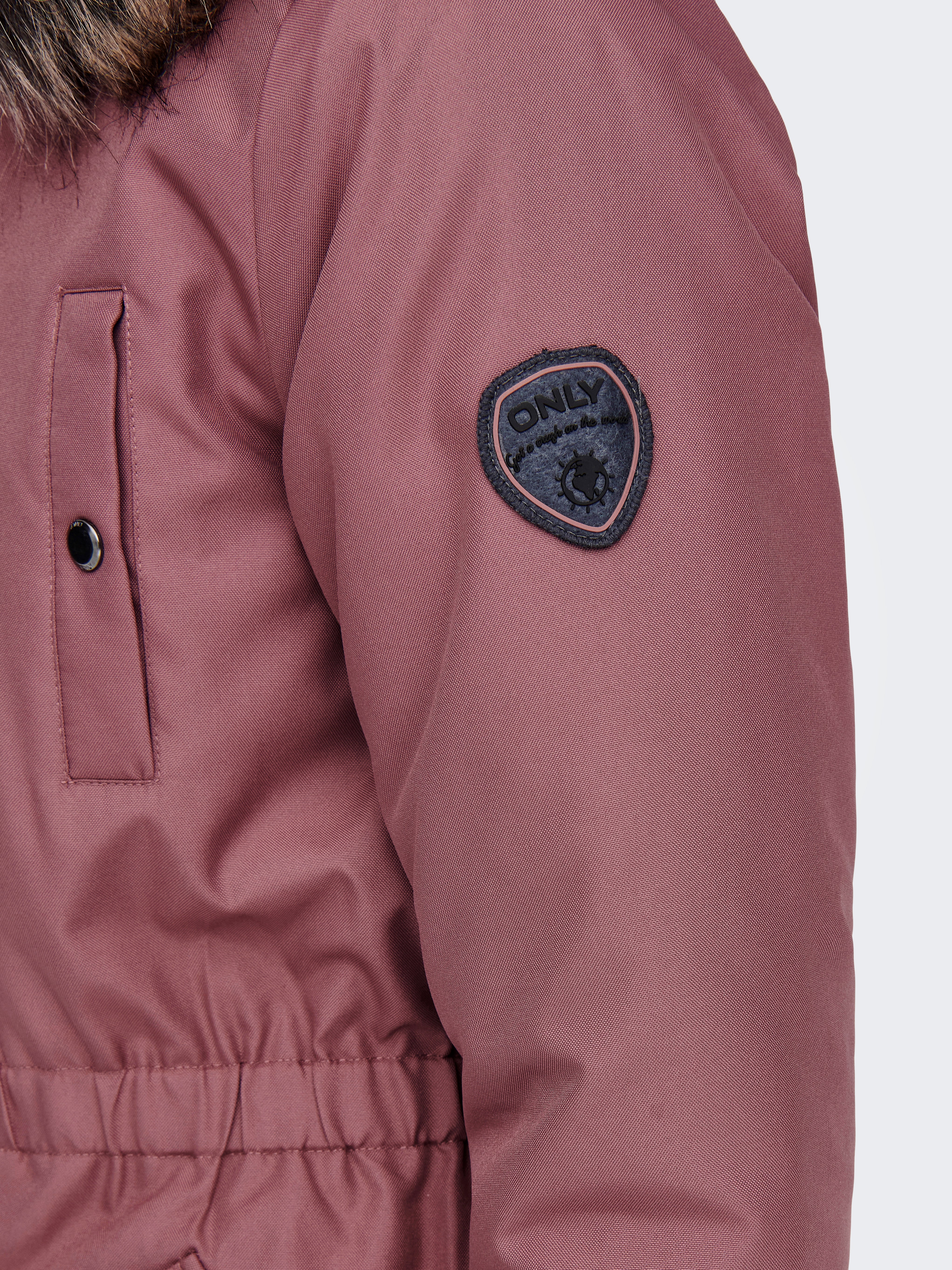 Kapuze mit abnehmbarem Kunstfell-Rand Gerippte Ärmelbündchen Parka ...