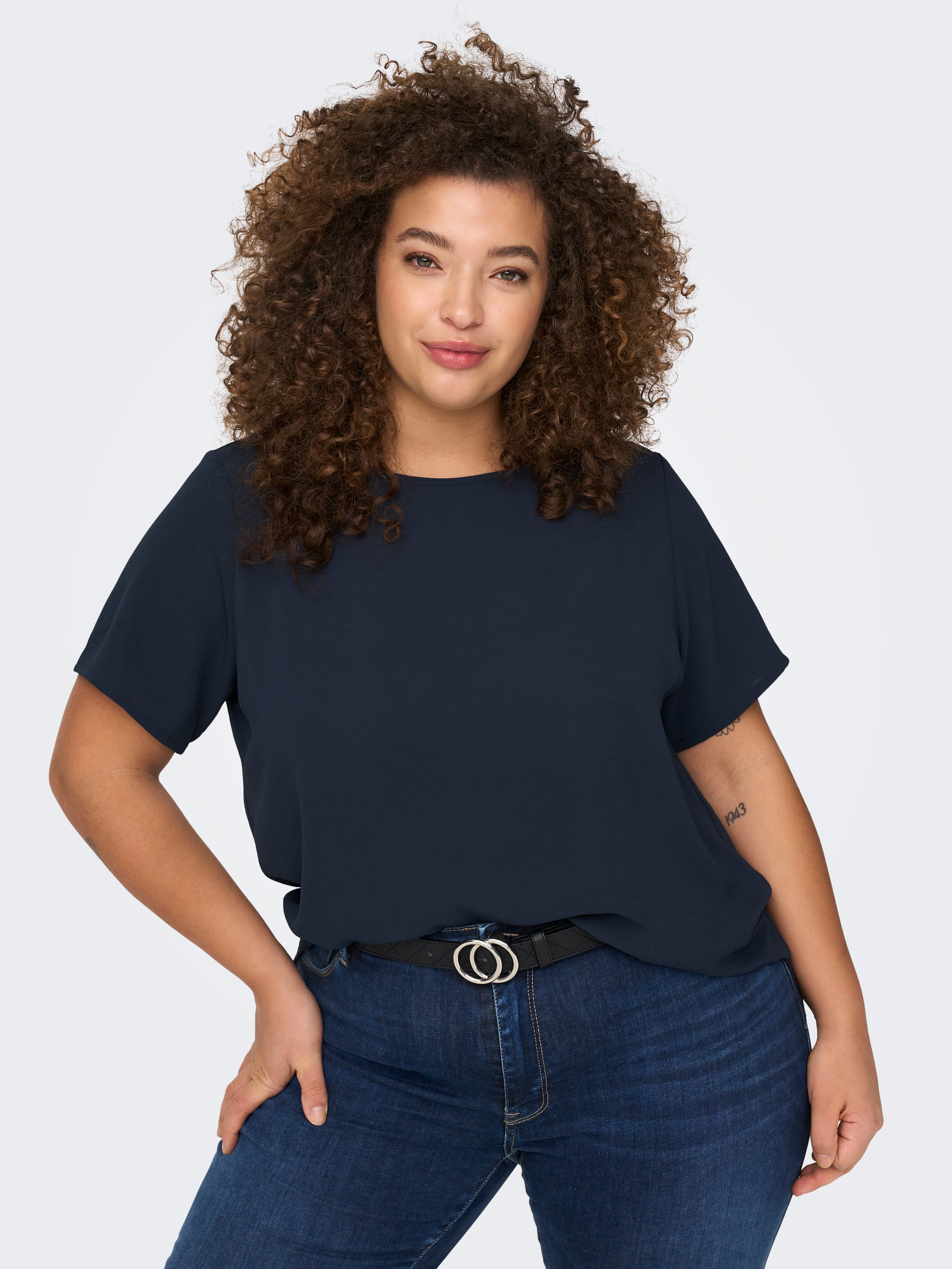 Curvy Print Oberteil | Dunkelblau | ONLY®
