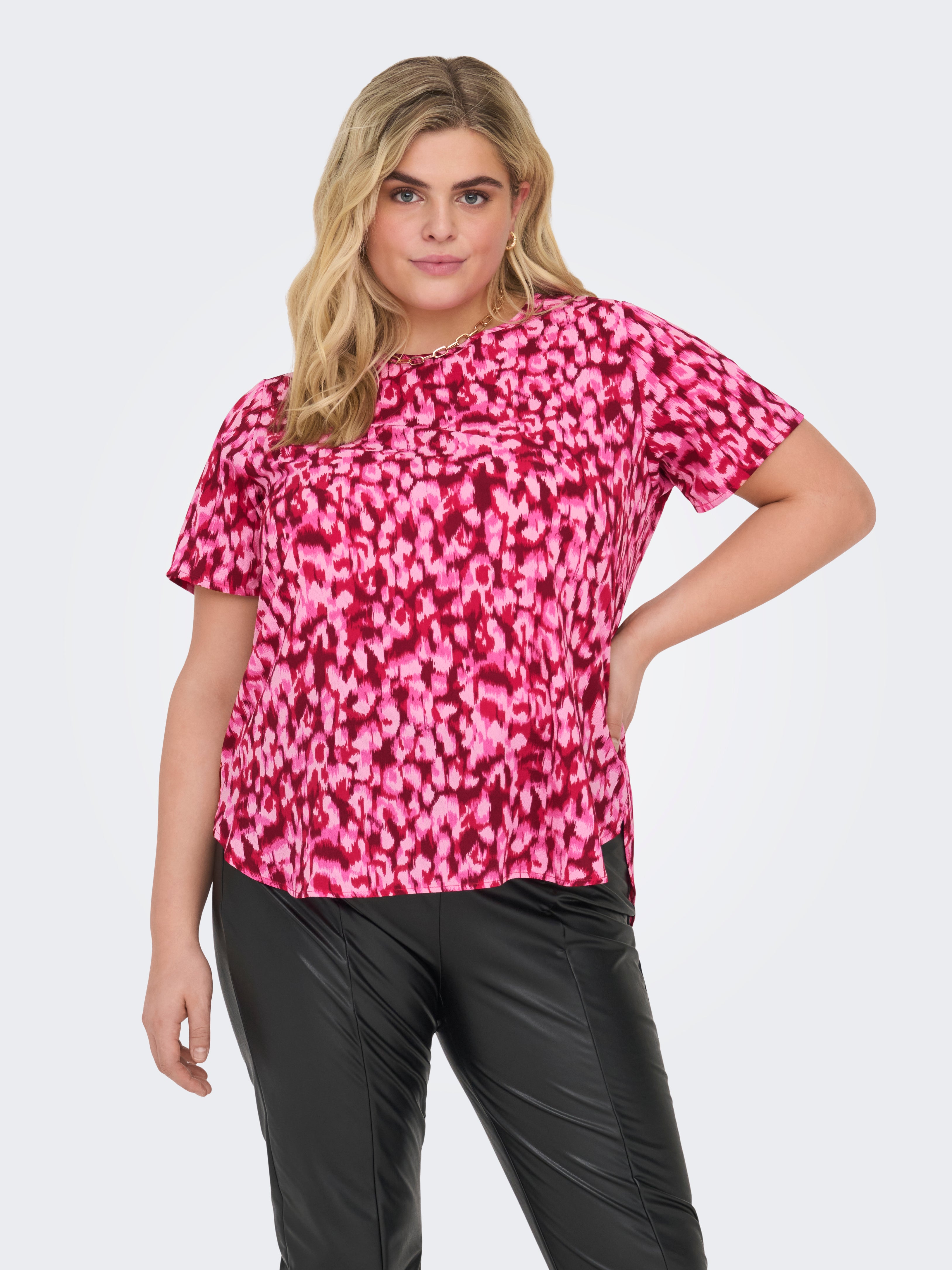 Curvy bedrukte Top | Donkerrood | ONLY®