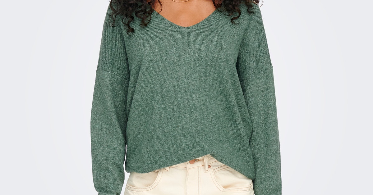 Pull-overs Col en V Épaules tombantes | Medium Green | ONLY®