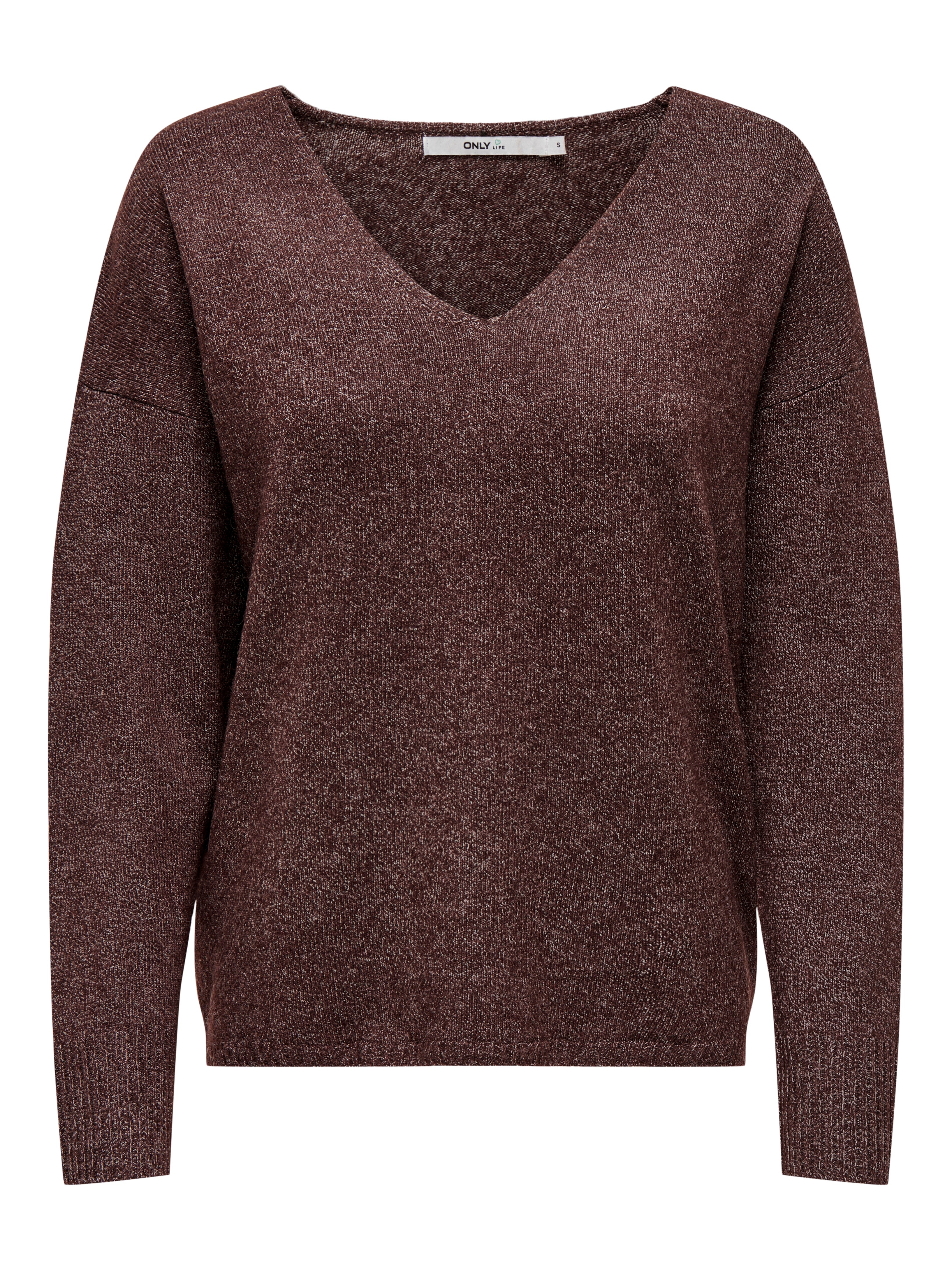 Col en V Pull en maille | Rouge foncé | ONLY®