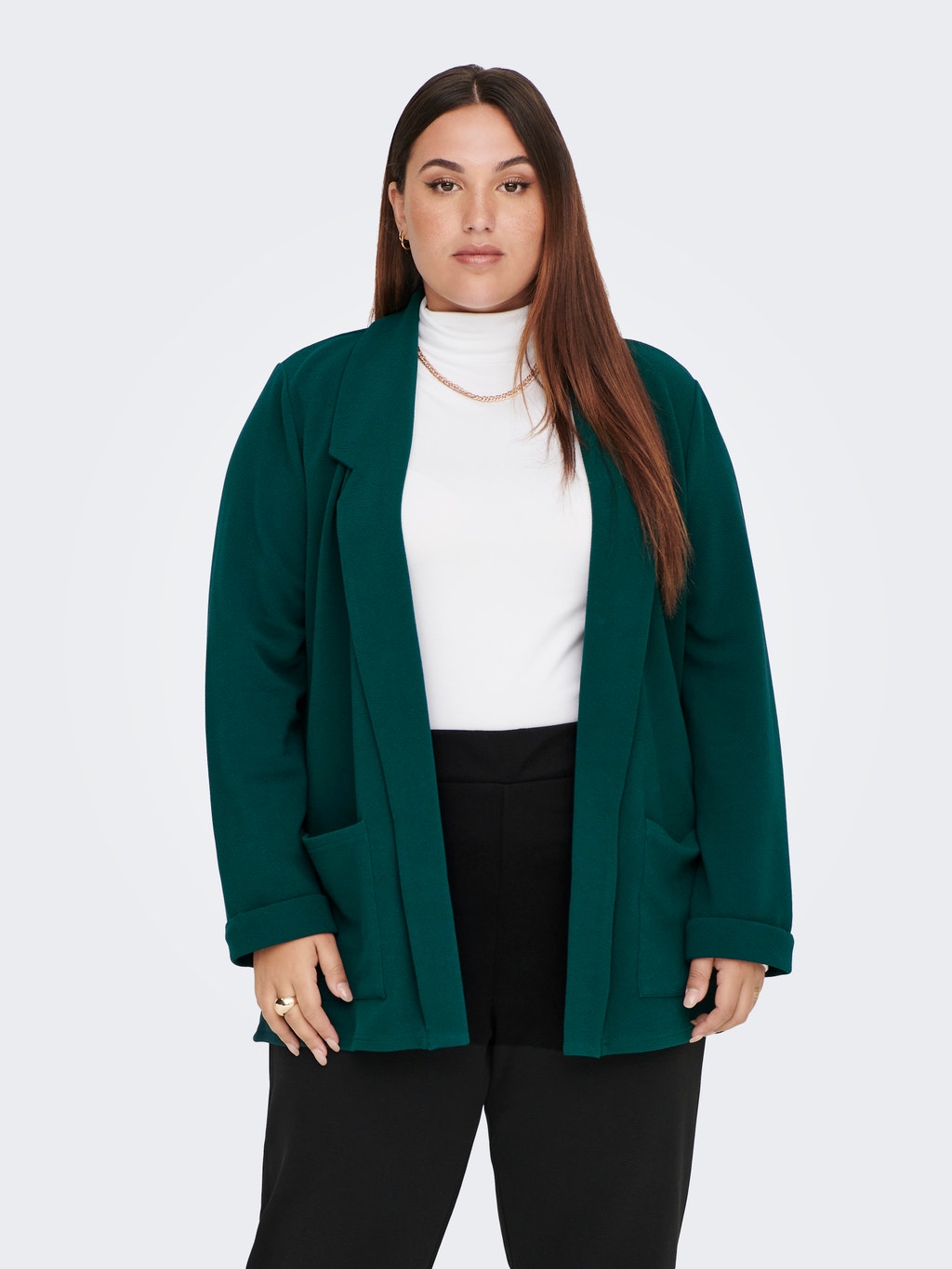 Curvy open Blazer | Donkergroen | ONLY®