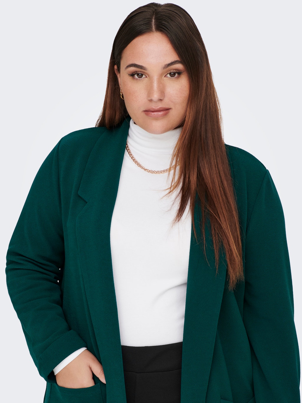 Curvy open Blazer | Donkergroen | ONLY®