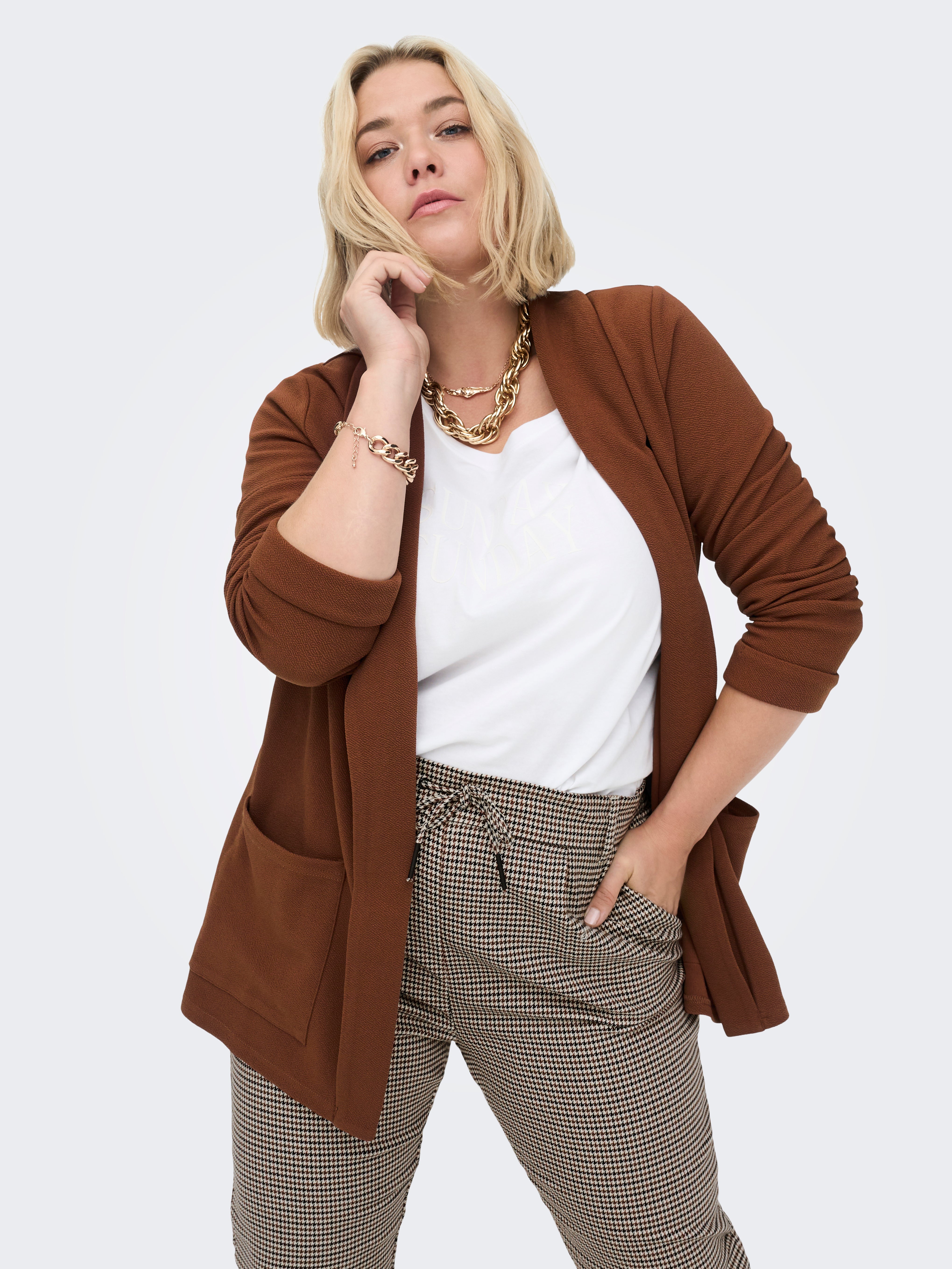 Curvy open Blazer | Donkerbruin | ONLY®