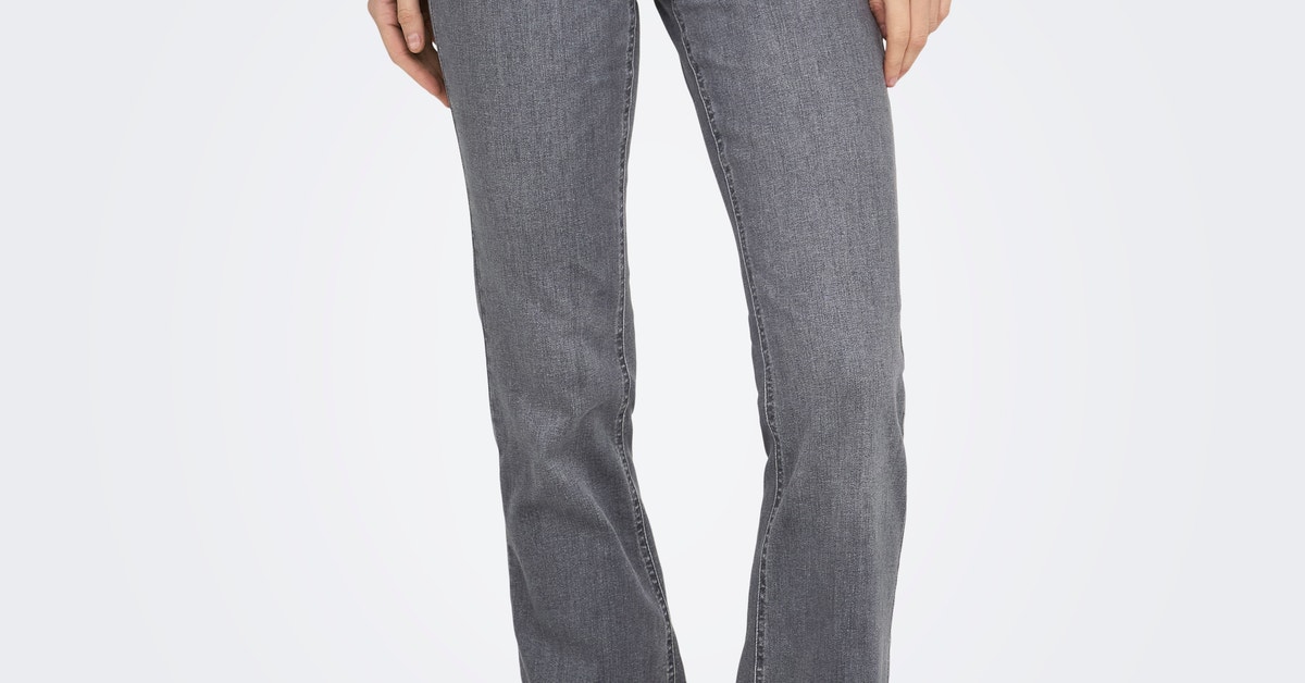 ONLBLUSH Middels høy midje Flared Fit Jeans | Medium grå | ONLY®