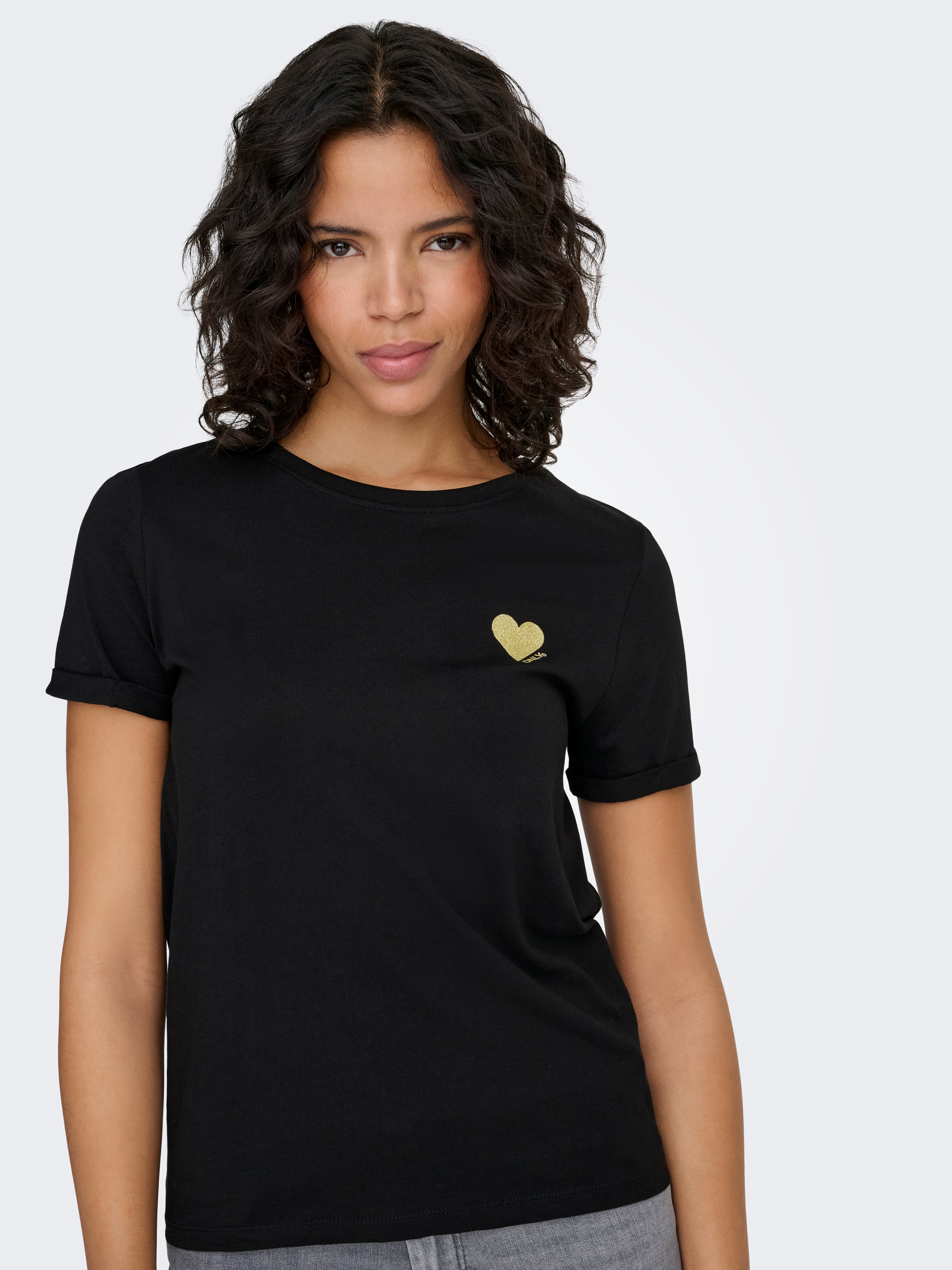 Heart printed Top | Black | ONLY®