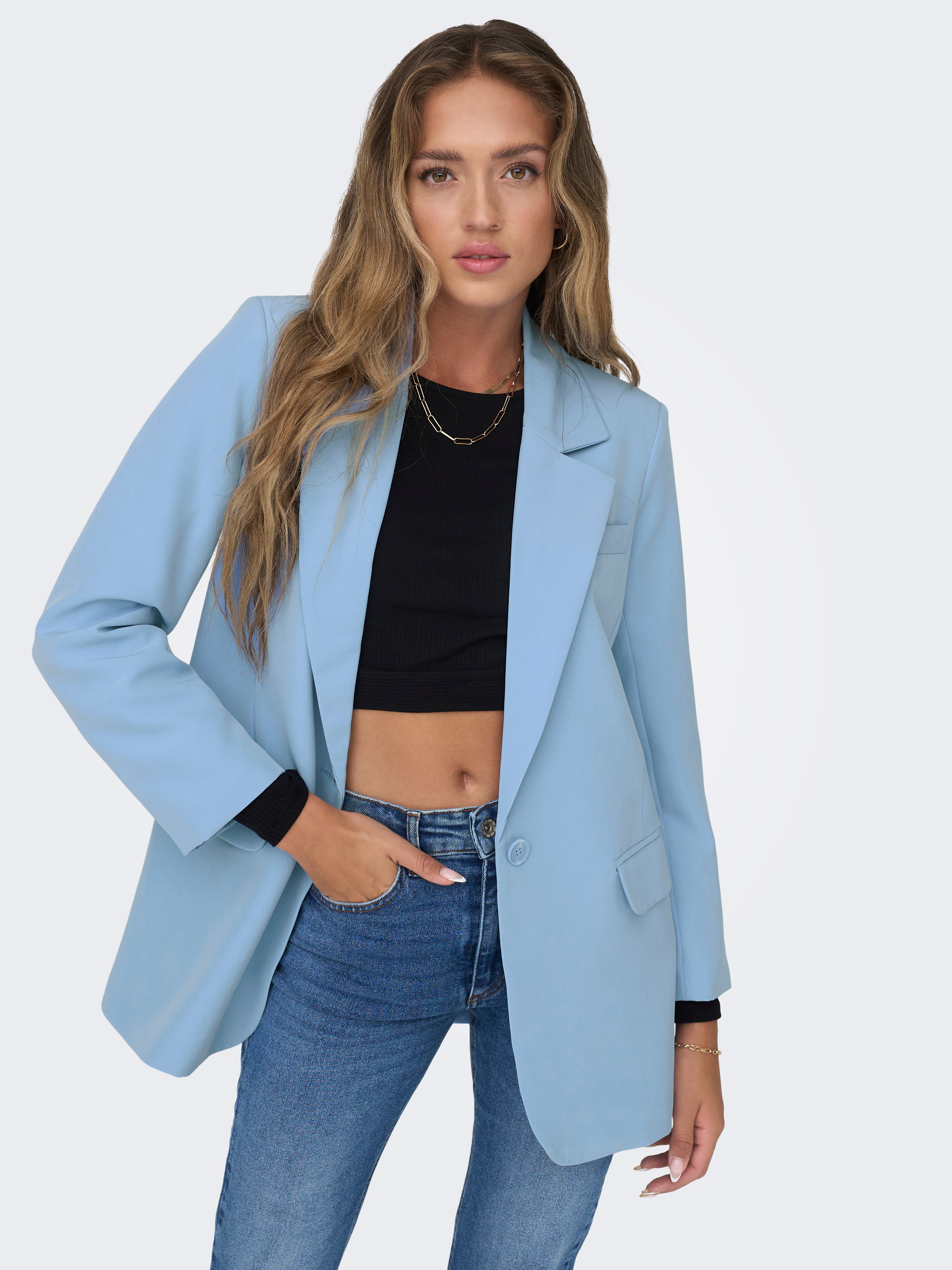 Lang Blazer | Midden Blauw | ONLY®
