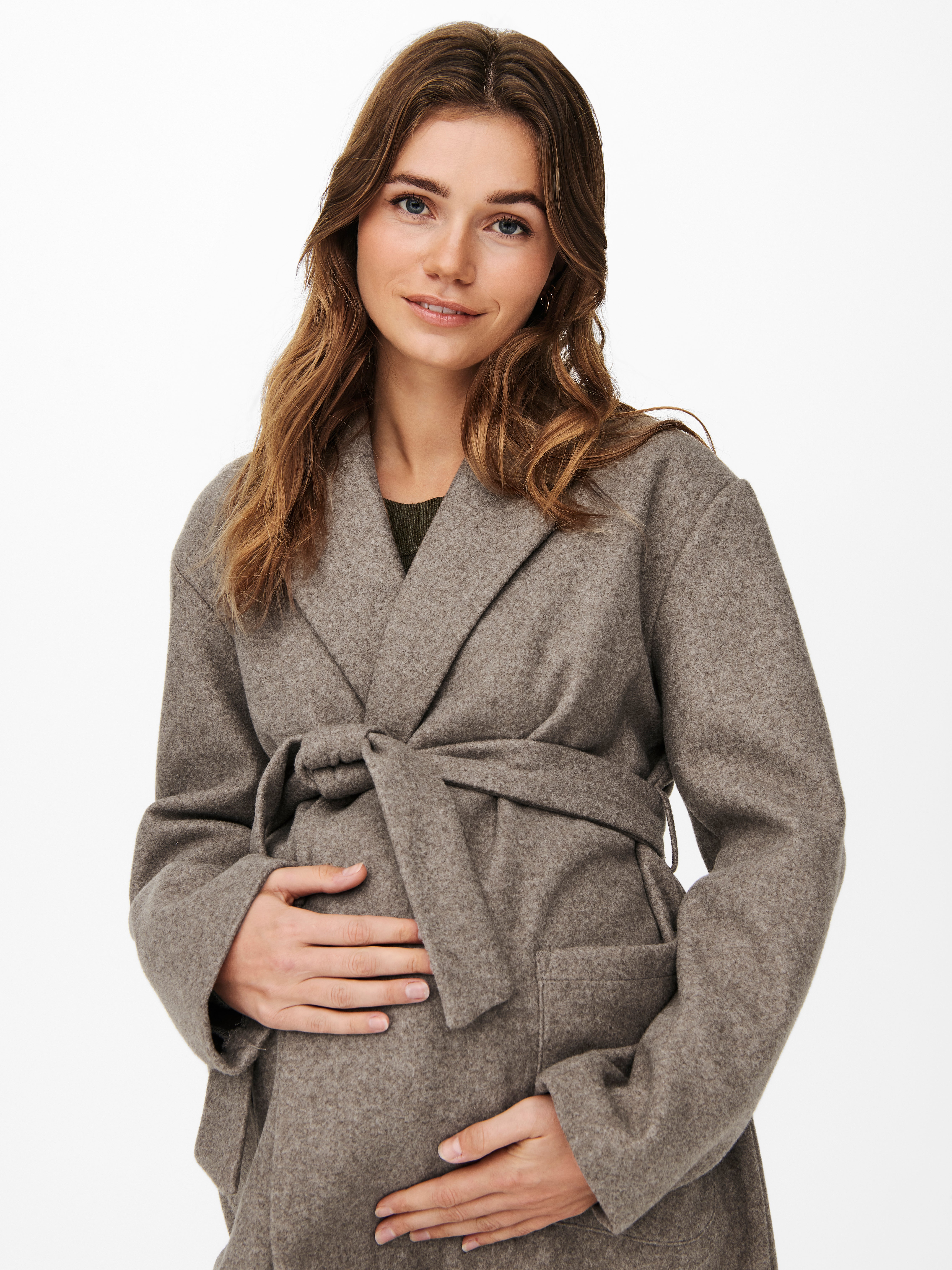 Mama belt Coatigan | Medium Grey | ONLY®