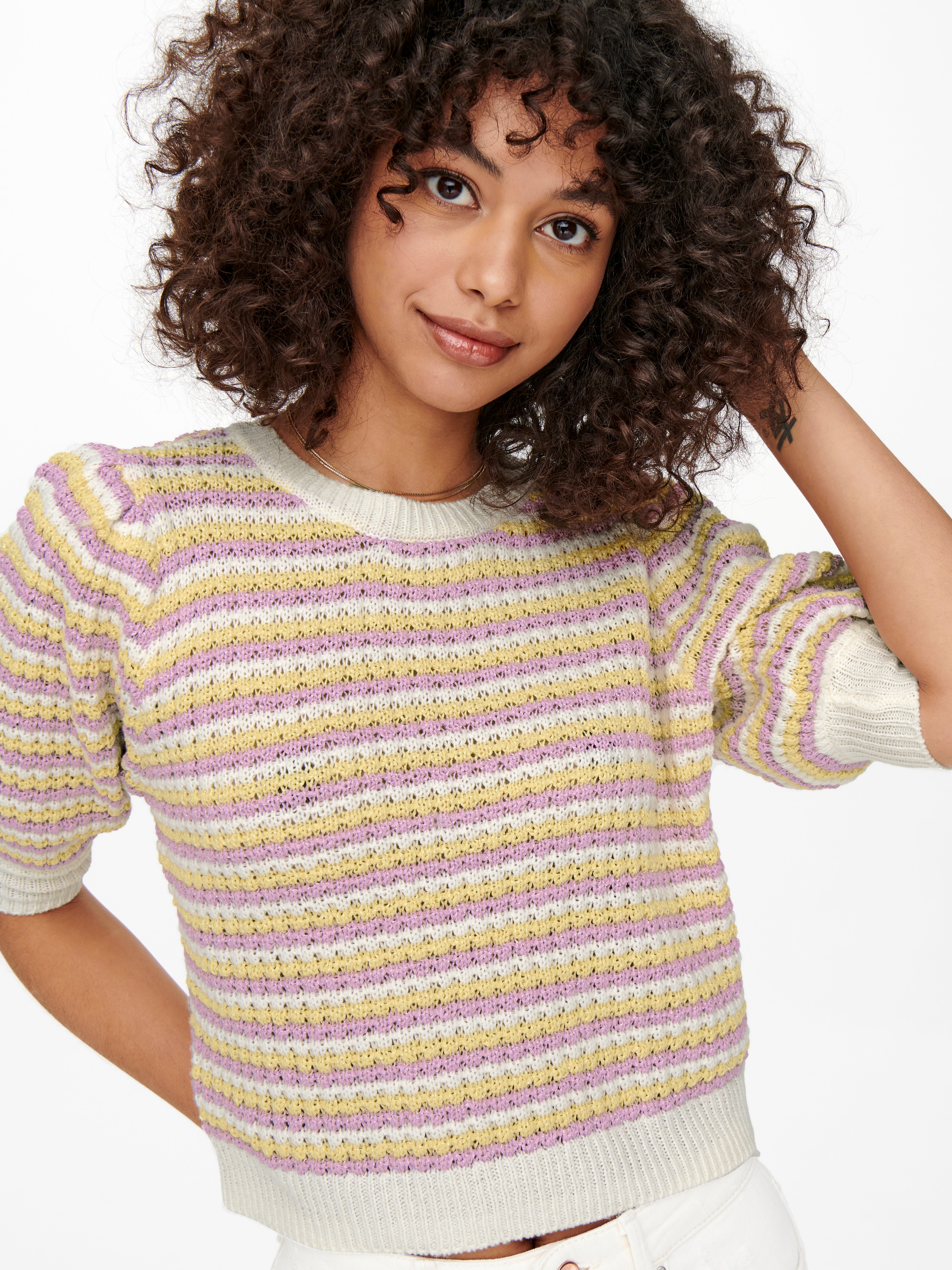 2/4 sleeved Knitted Pullover | White | ONLY®