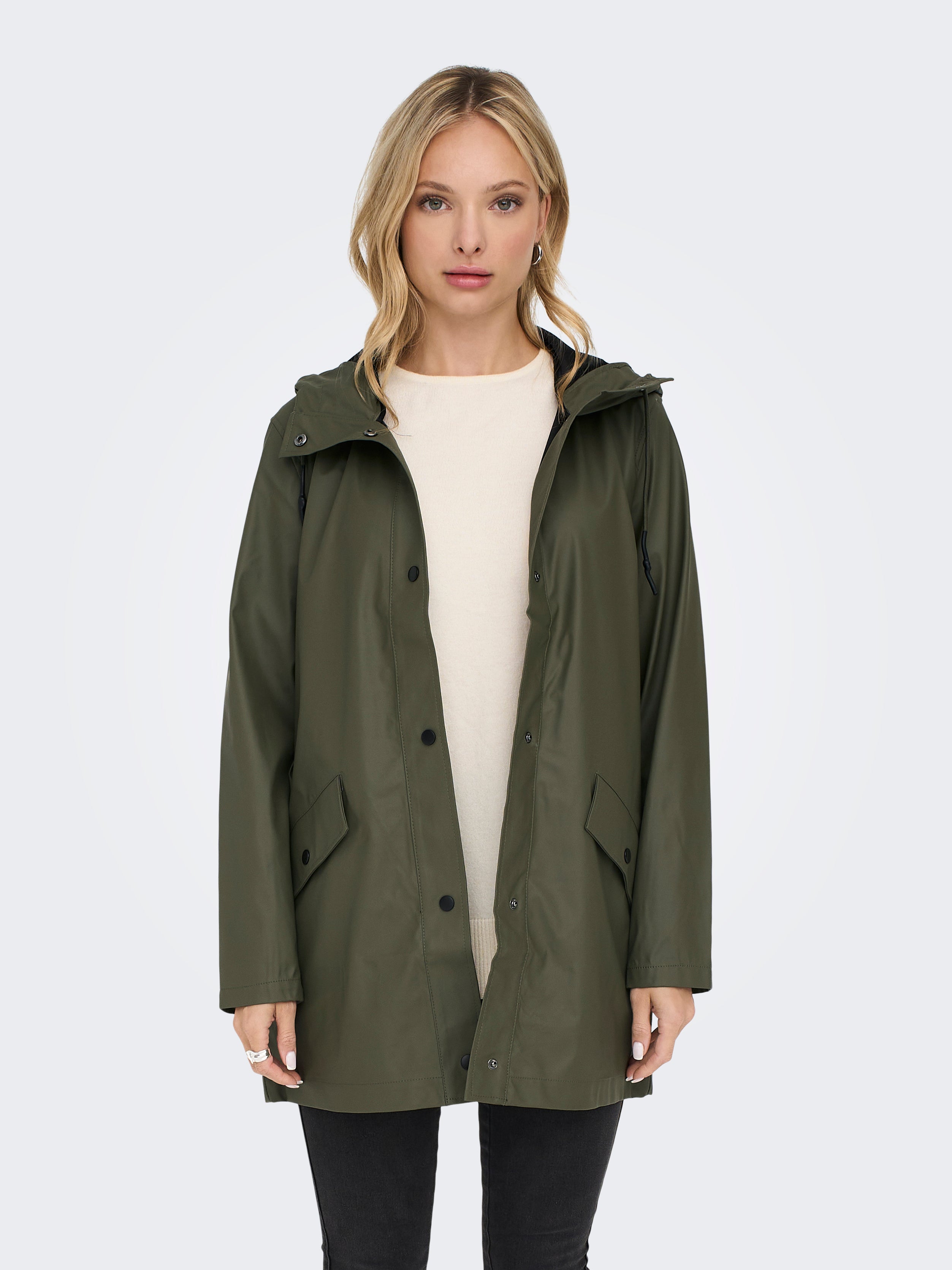 Solid Colored Rain jacket | Medium Green | ONLY®