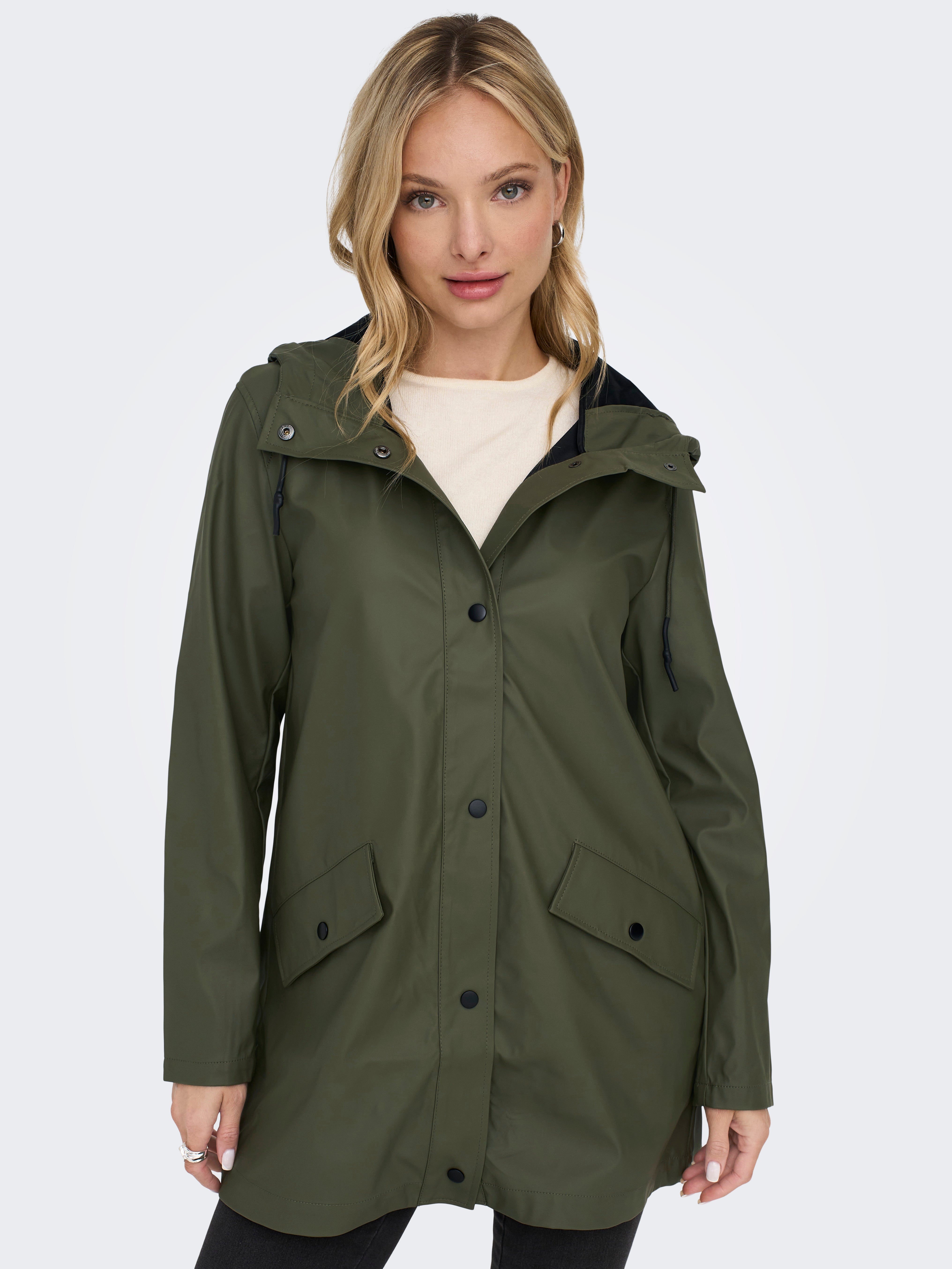Solid Colored Rain jacket | Medium Green | ONLY®