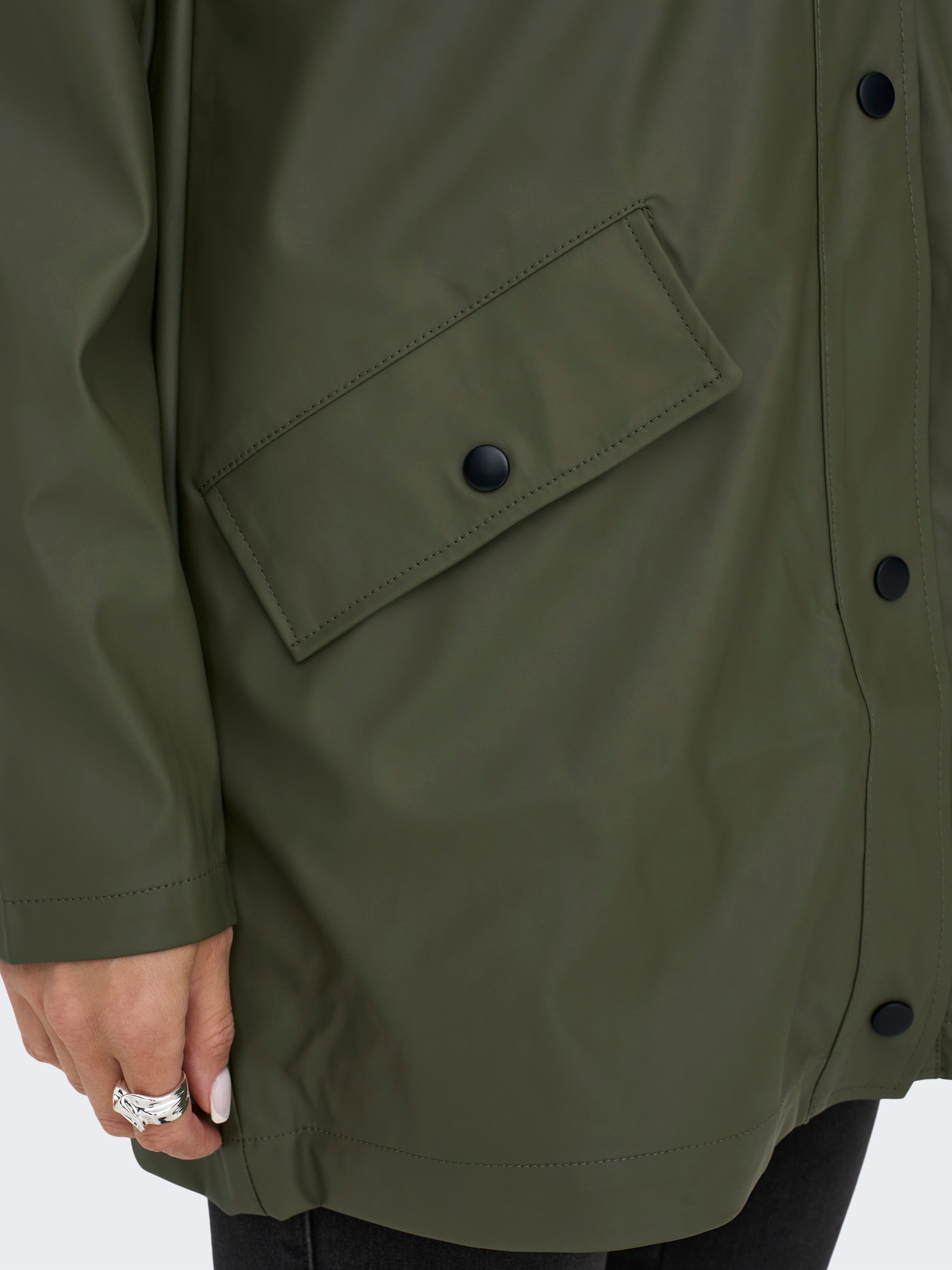 Solid Colored Rain jacket | Medium Green | ONLY®
