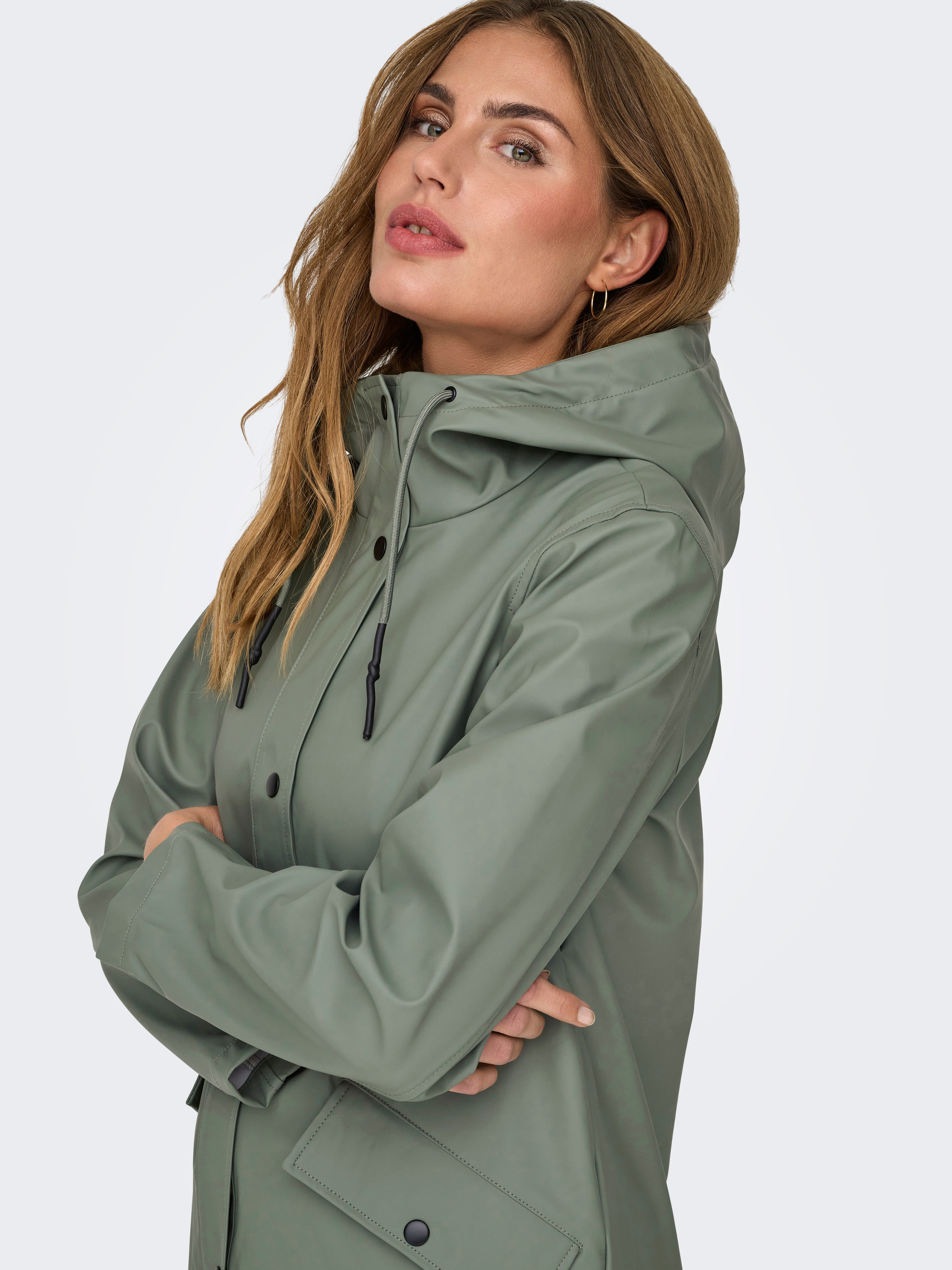 Solid Colored Rain jacket | Medium Green | ONLY®