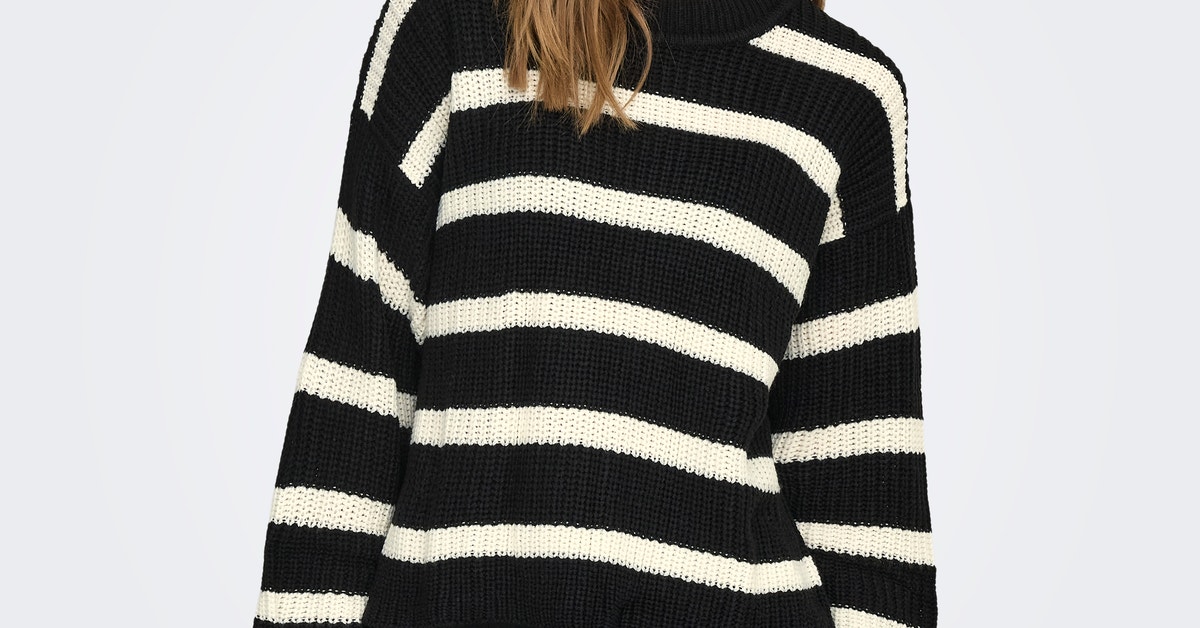 Gestreifter Strickpullover | Schwarz | ONLY®