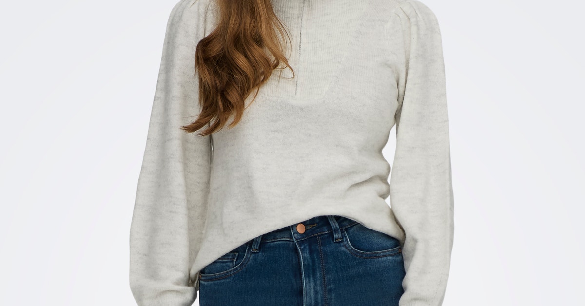 Knit Fit Hoch geschlossen Pullover | Weiß | ONLY®