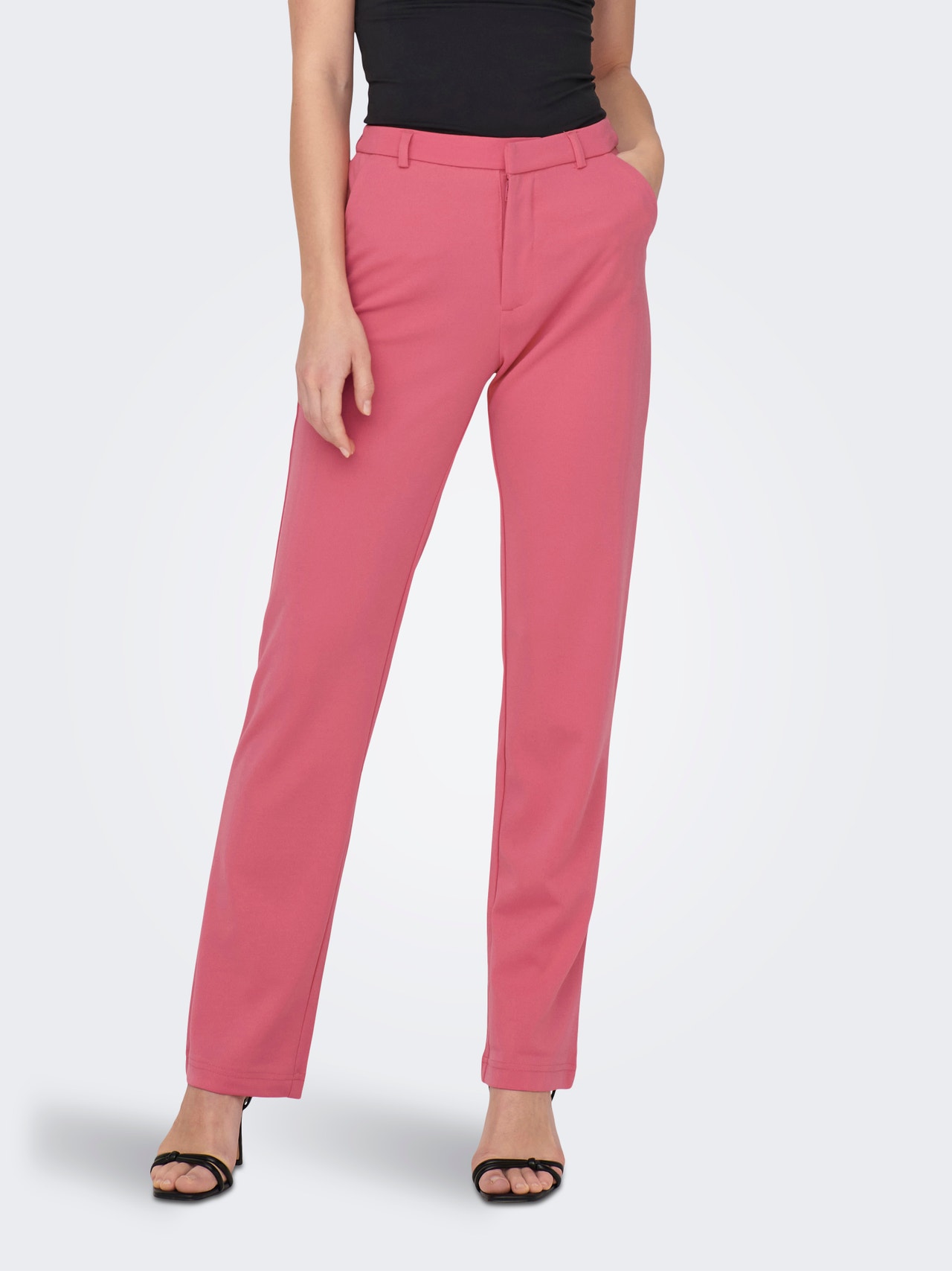 Jdygeggo Mid Waist Straight Fit Trousers Dark Rose Only®