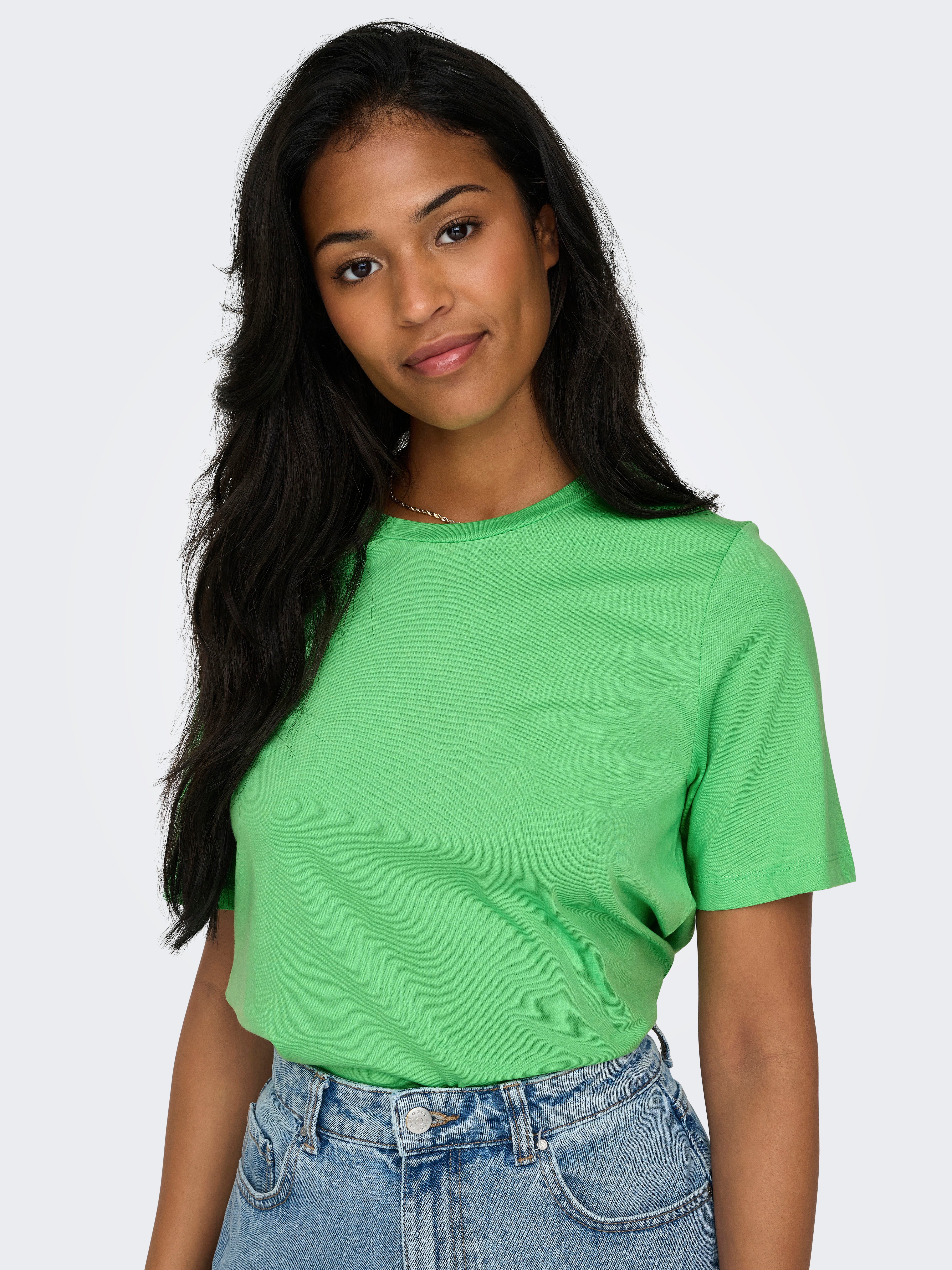 Basic solid color t-shirt | Medium Green | ONLY®