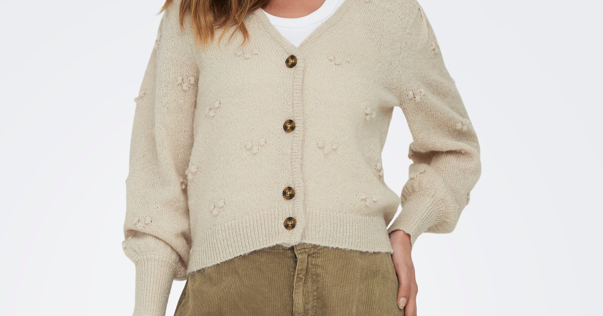Dot structured Knitted Cardigan | Light Grey | ONLY®