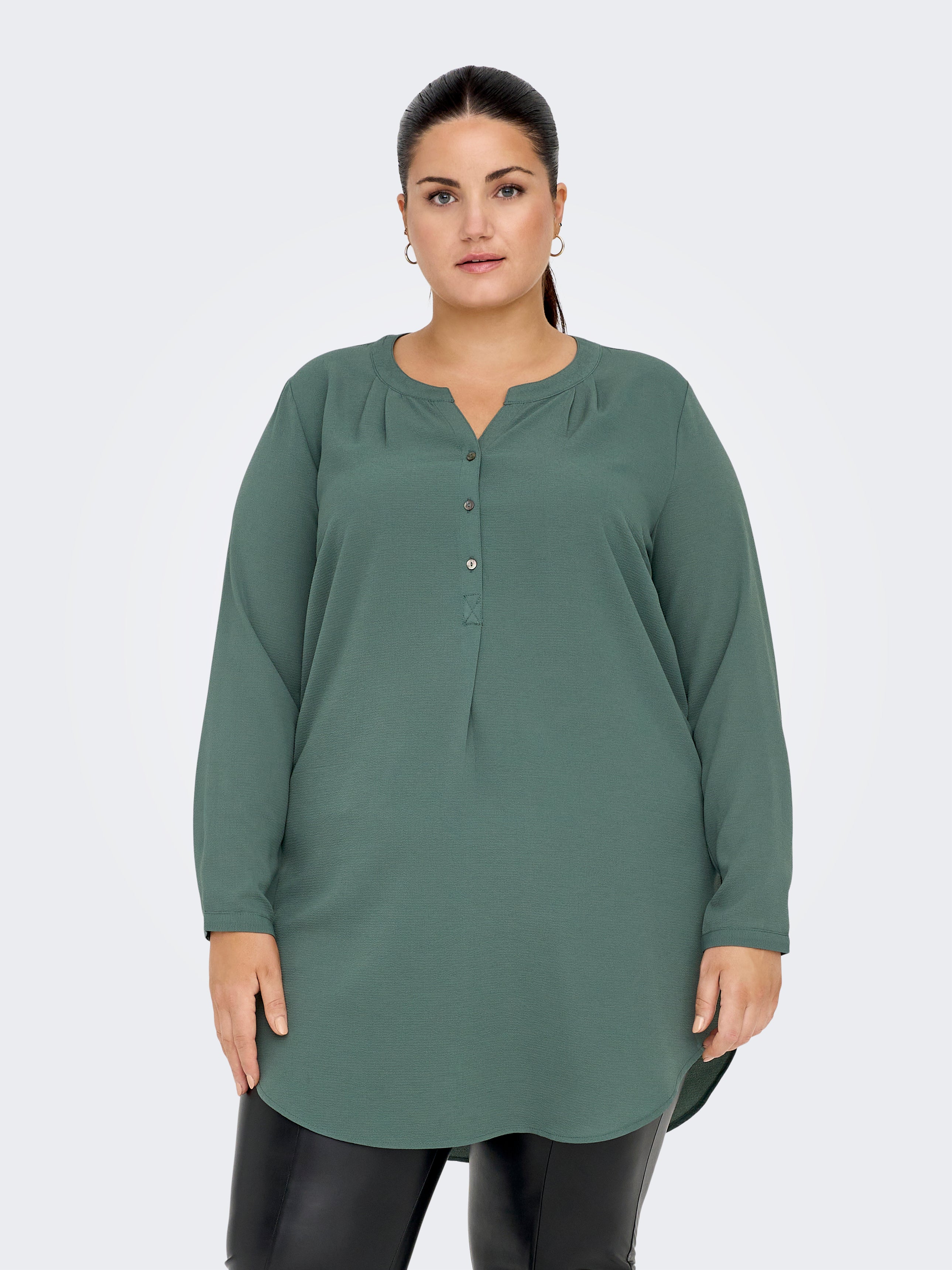Chemises Regular Fit Col mao Curve | Vert foncé | ONLY®