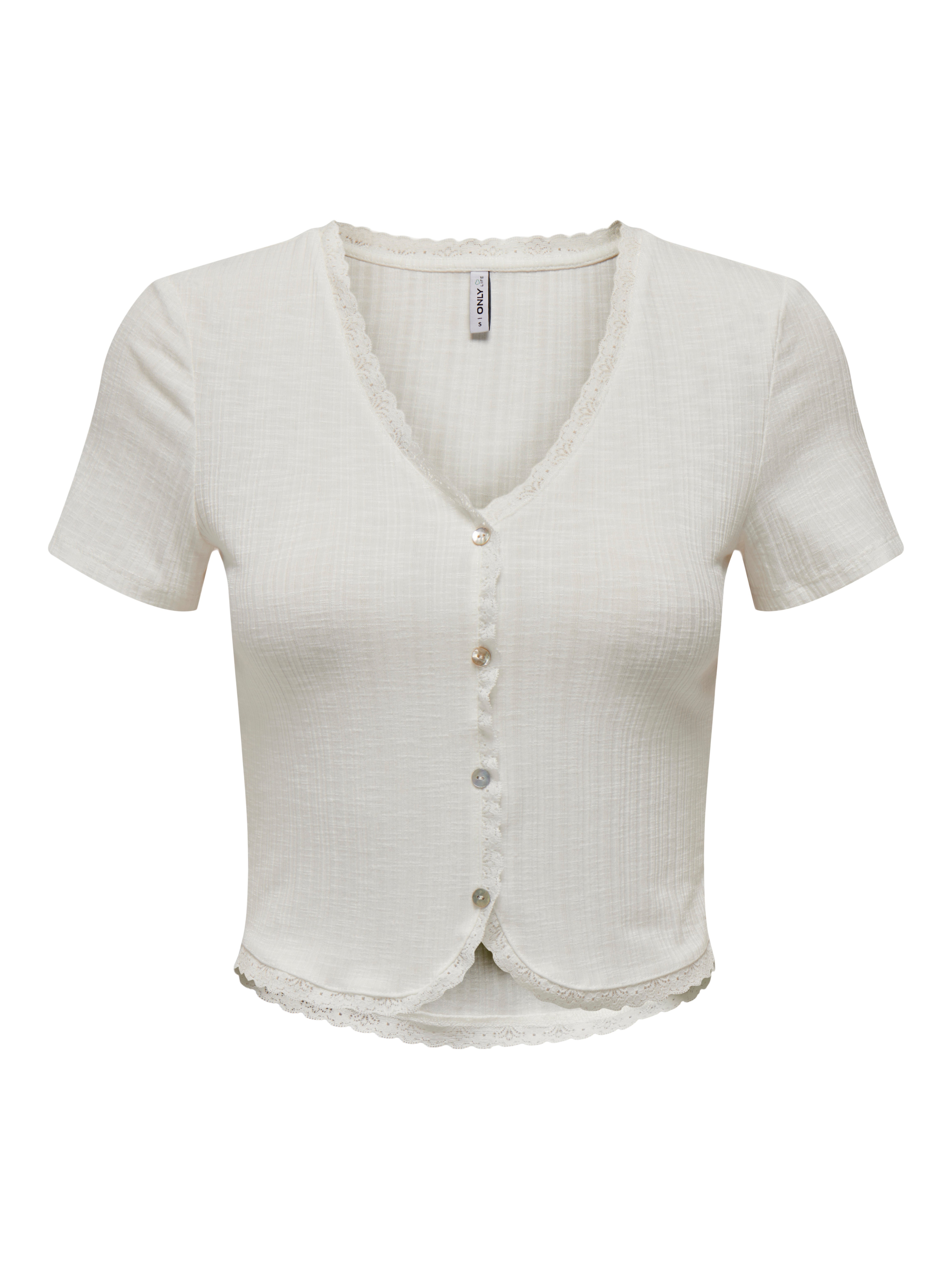 Tops Regular Fit Col en V | Blanc | ONLY®