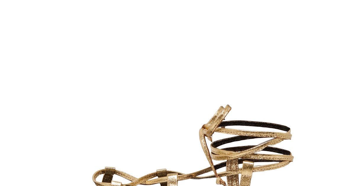 Sandals with tie string | Gold | ONLY®