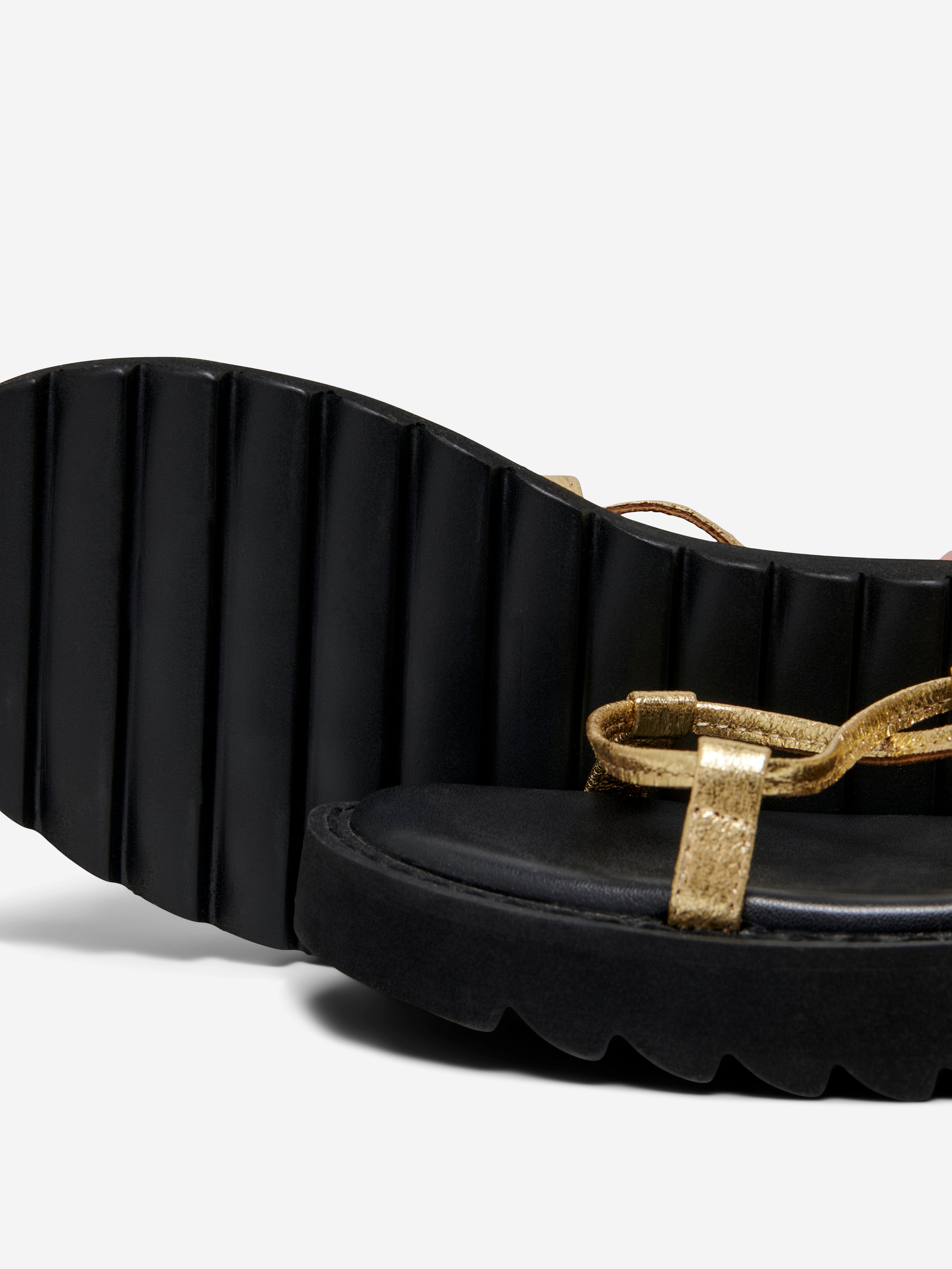Sandals with tie string | Gold | ONLY®