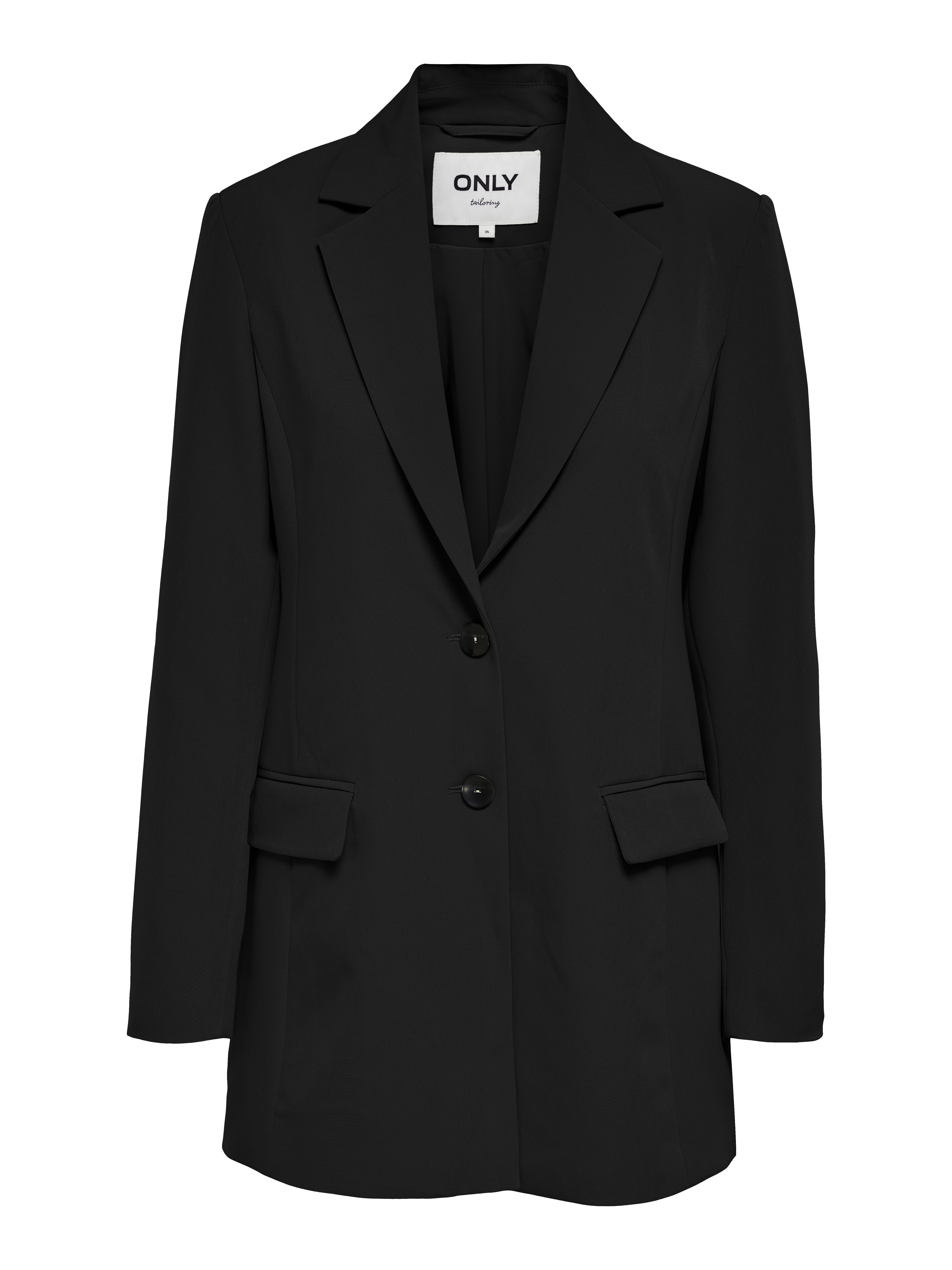 Lang geschnitten Reverskragen Blazer | Schwarz | ONLY®