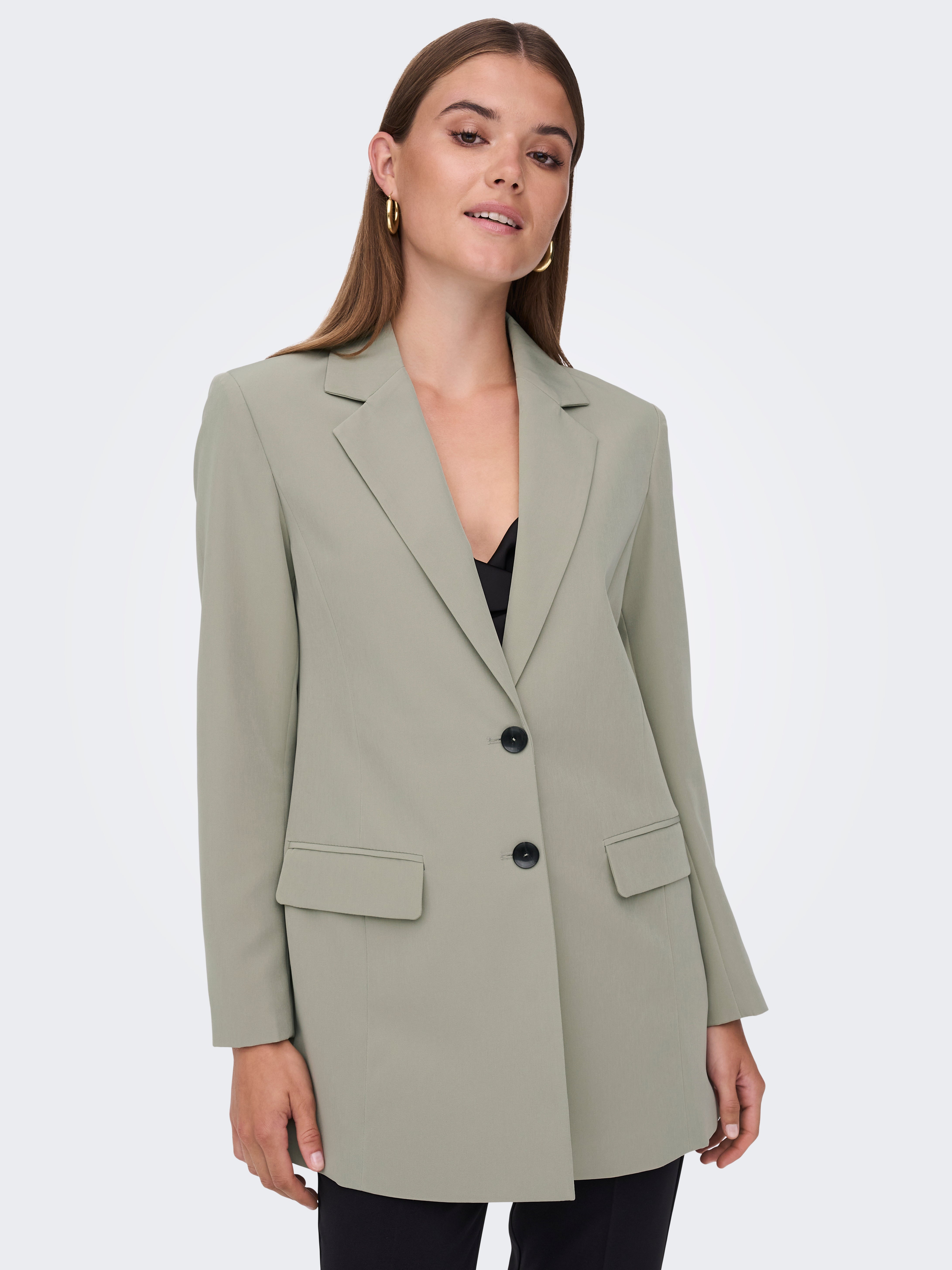 Long Line Fit Reverse Blazer | Medium Green | ONLY®